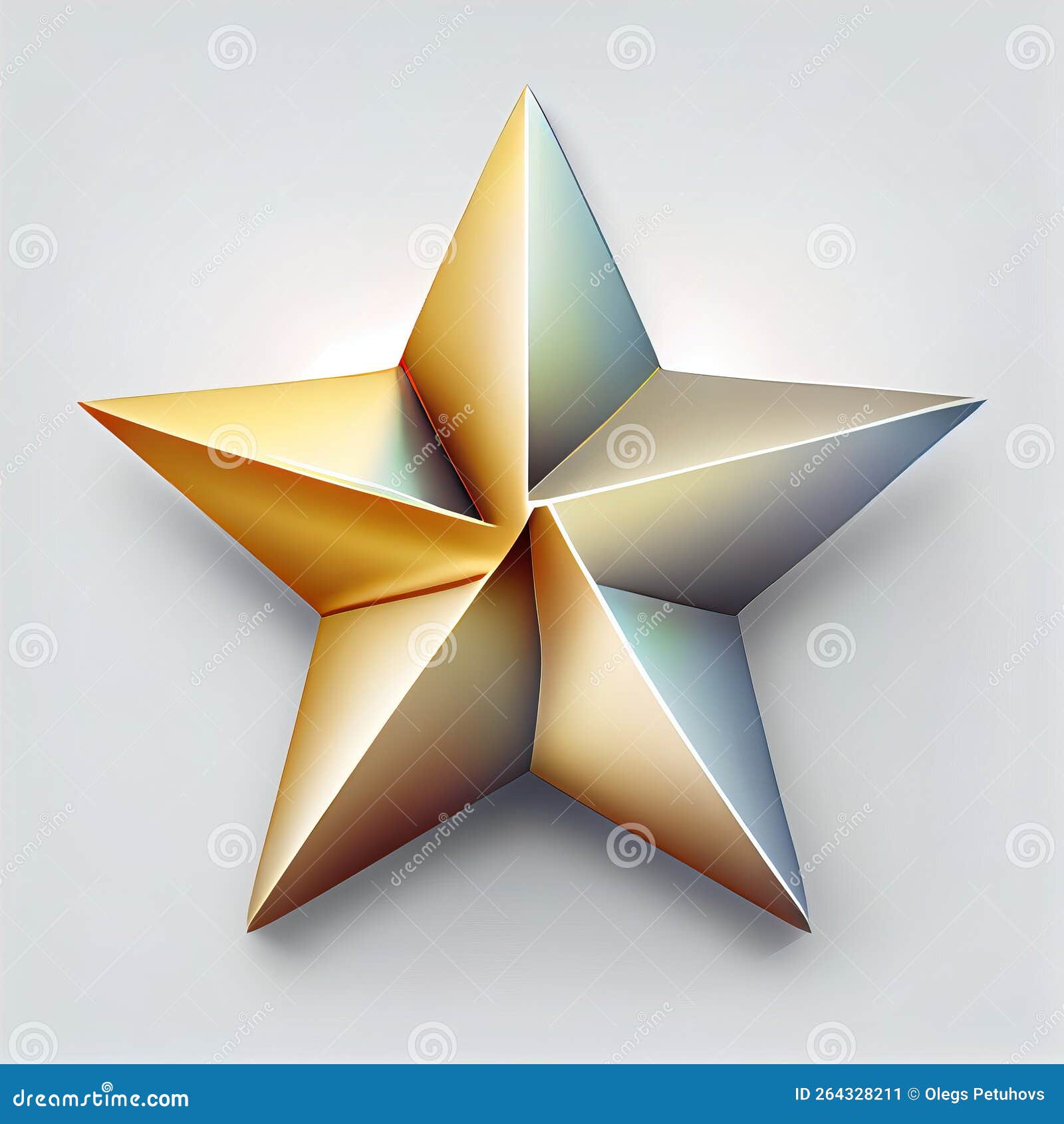 A Shiny Gold Star on a White Background with a Shadow on the Bottom of ...
