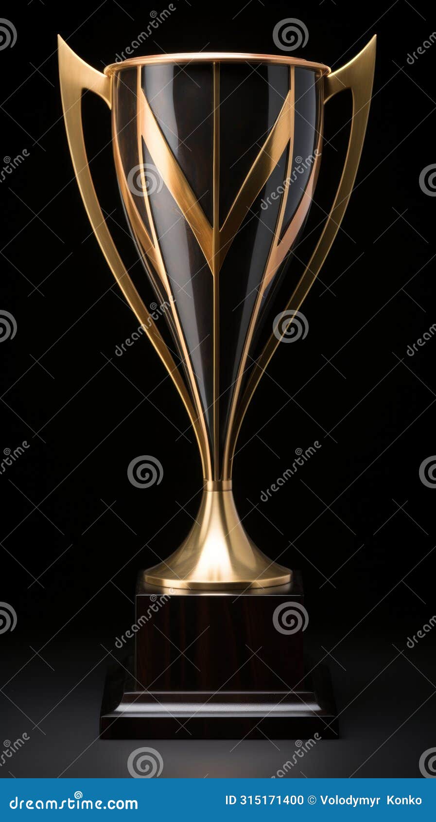 A Shiny Gold Trophy on a Black Background Stock Photo - Image of ...