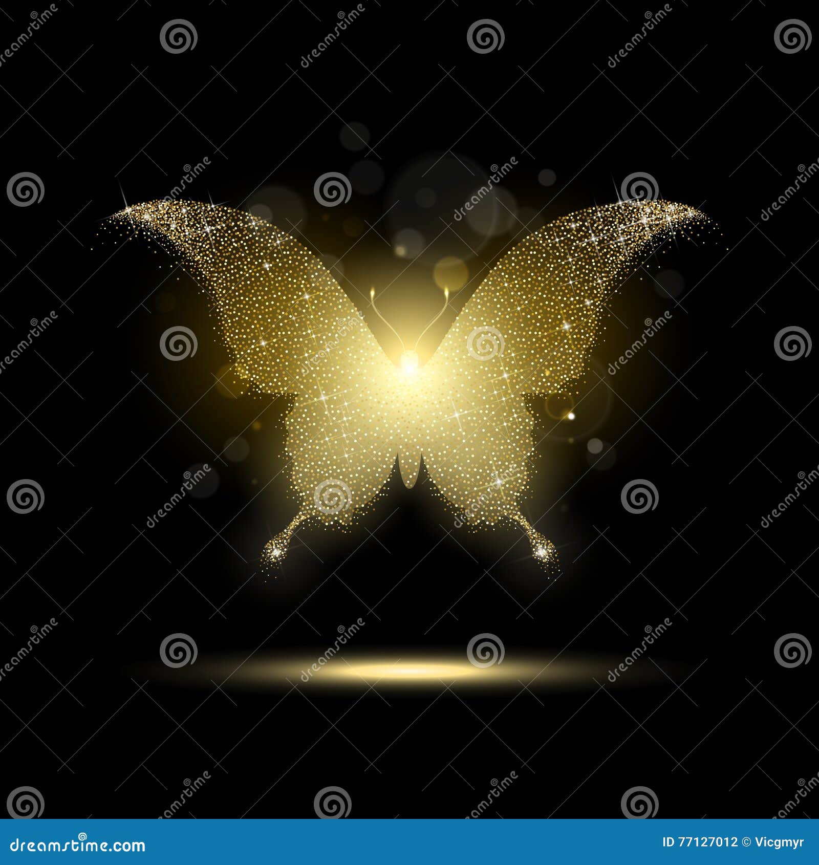 Shiny Golden Butterfly stock vector. Illustration of flying - 77127012