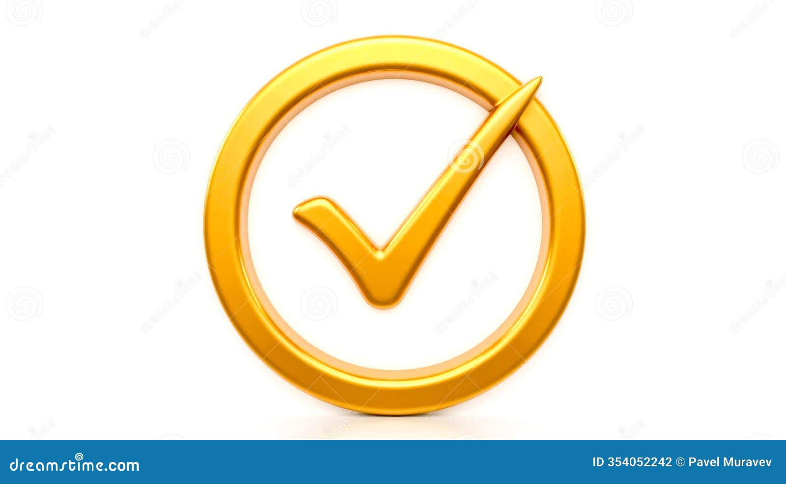 Shiny Golden Checkmark Icon Inside Circular Frame on White Background ...