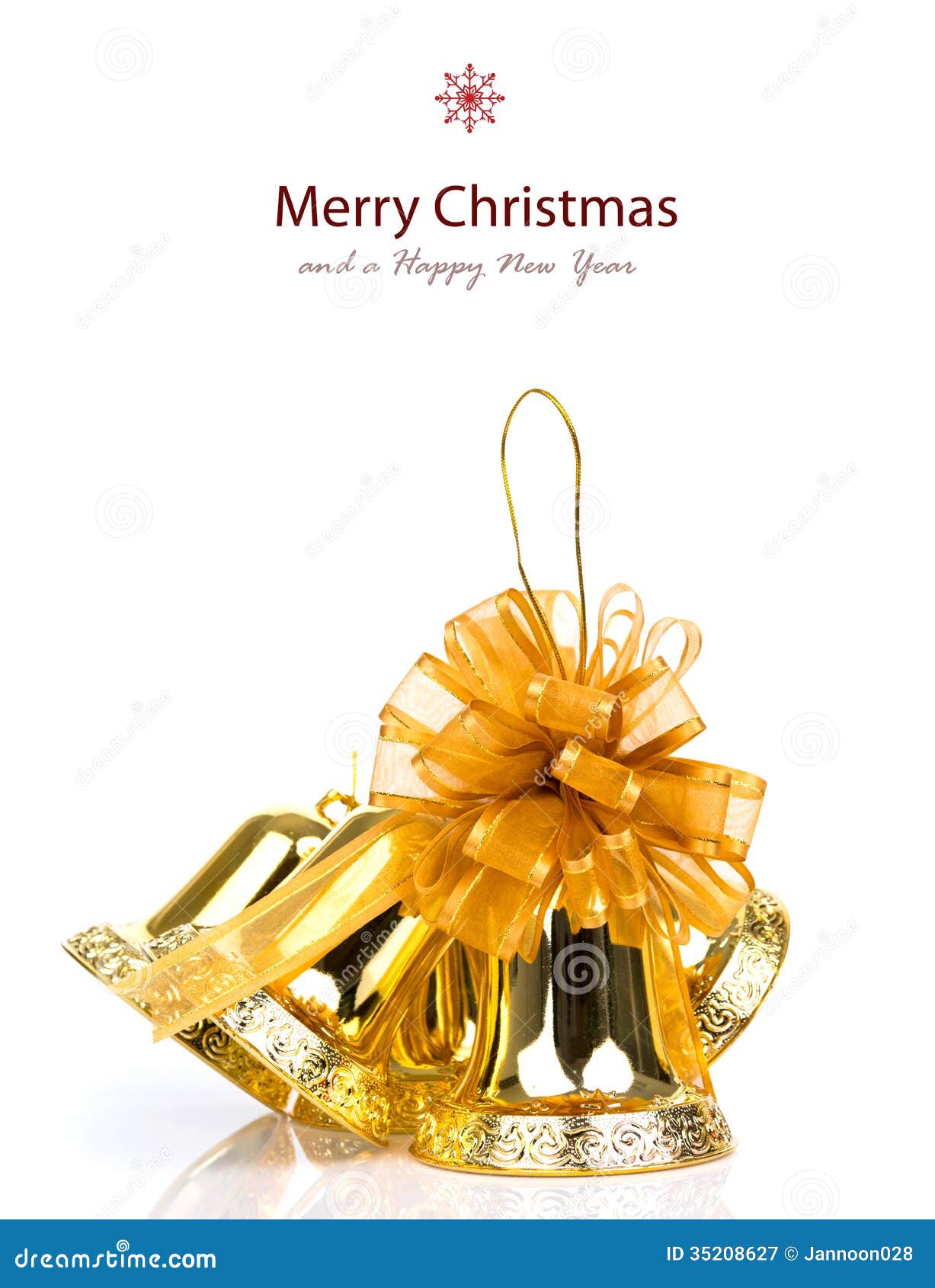Shiny Golden Christmas Bells Decorated Stock Image - Image of bell ...