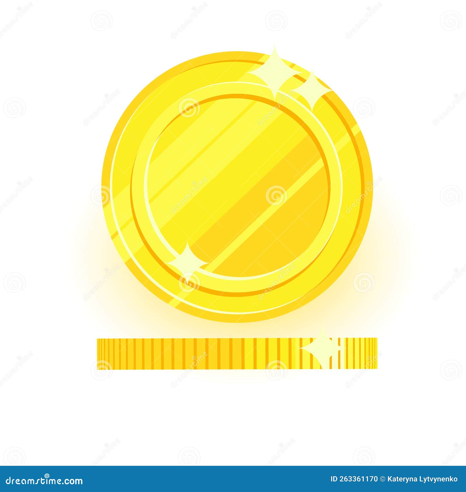 Shiny Golden Coin. Round Coin and Side View Stock Vector - Illustration ... Shiny Golden Coin. Round Coin and Side View Stock Vector - Illustration ...