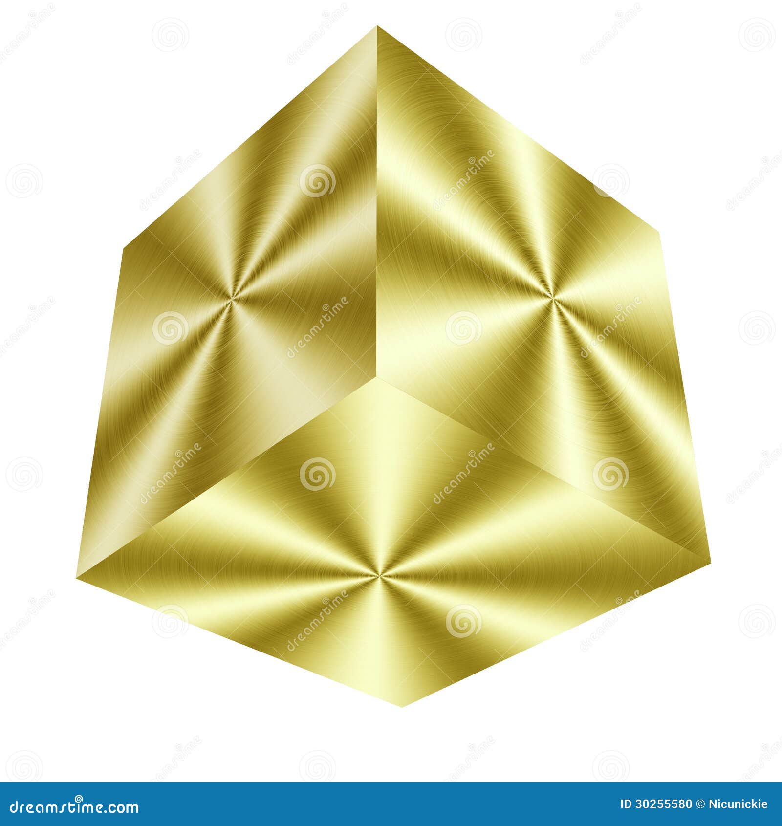 Golden cube stock illustration. Illustration of geometry - 30255580