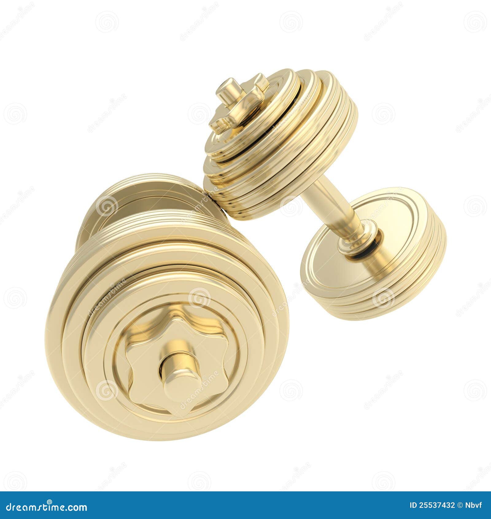 Shiny Golden Dumbbells Isolated on White Stock Illustration ...