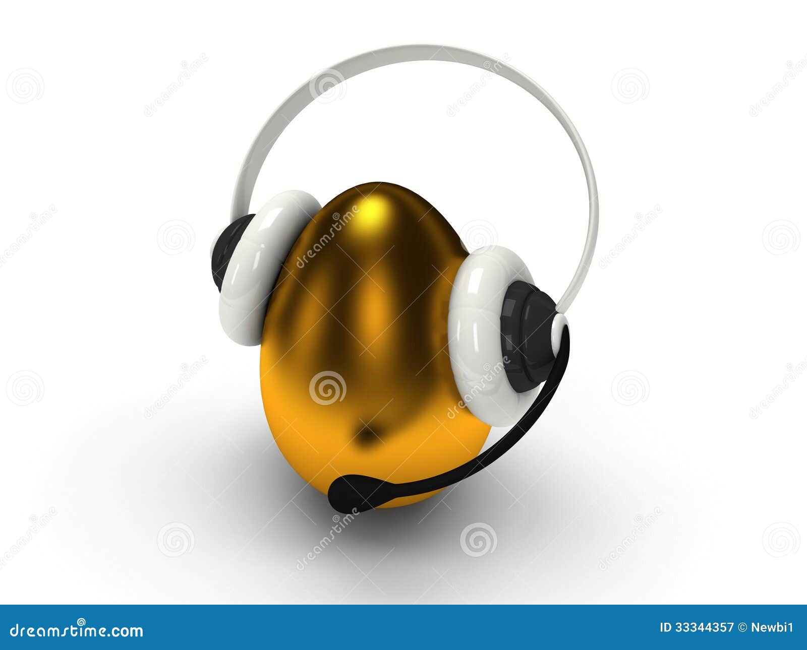 Shiny Golden Egg with Headset Over White Stock Illustration ...