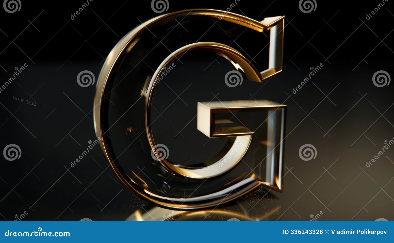 A Shiny Golden Letter G on a Reflective Surface Stock Photo - Image of ...