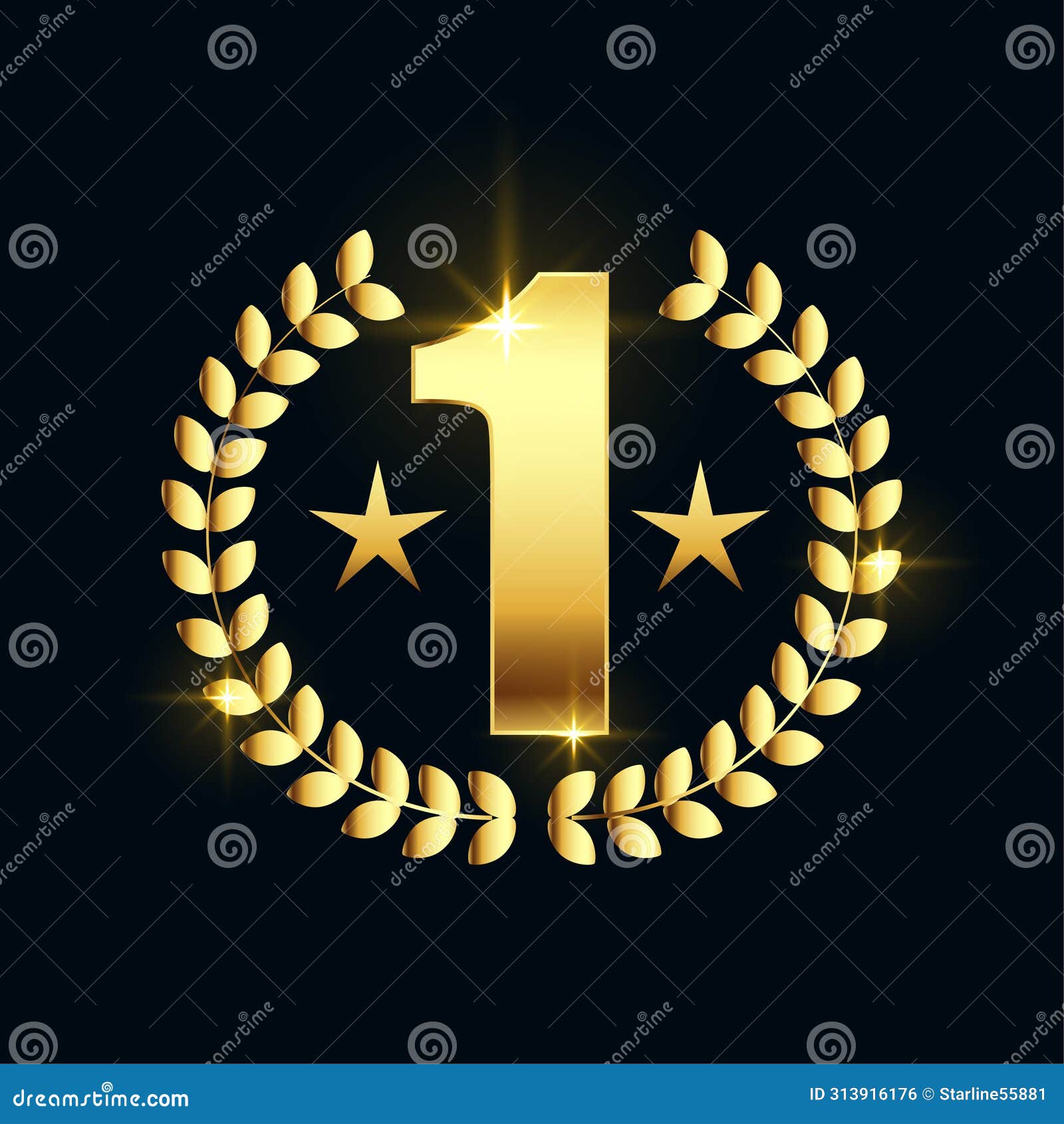 Shiny Golden Number One Star Label Design Stock Vector - Illustration ...