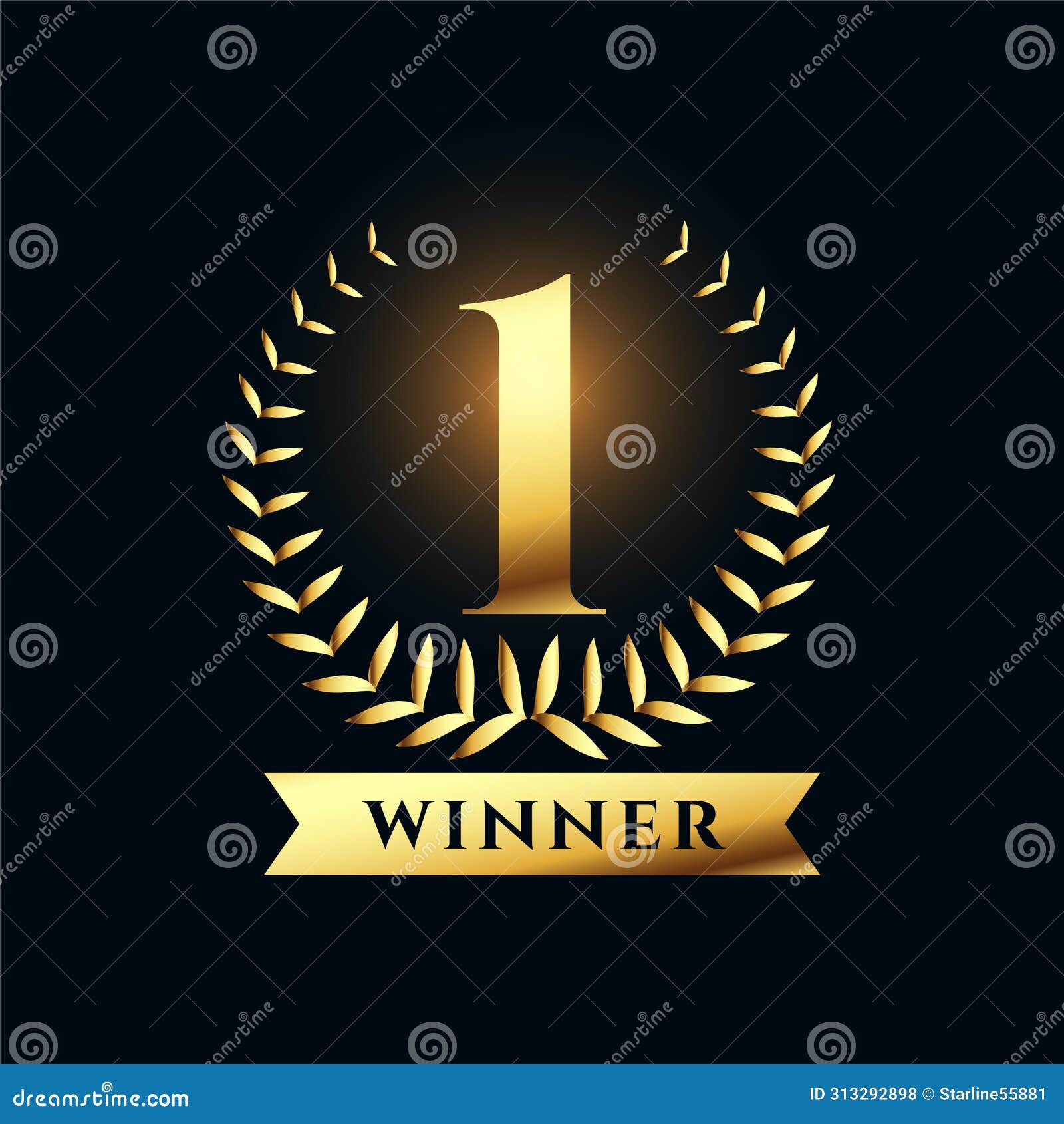 Shiny and Golden Number One Winner Symbol with Laurel Design Stock ...