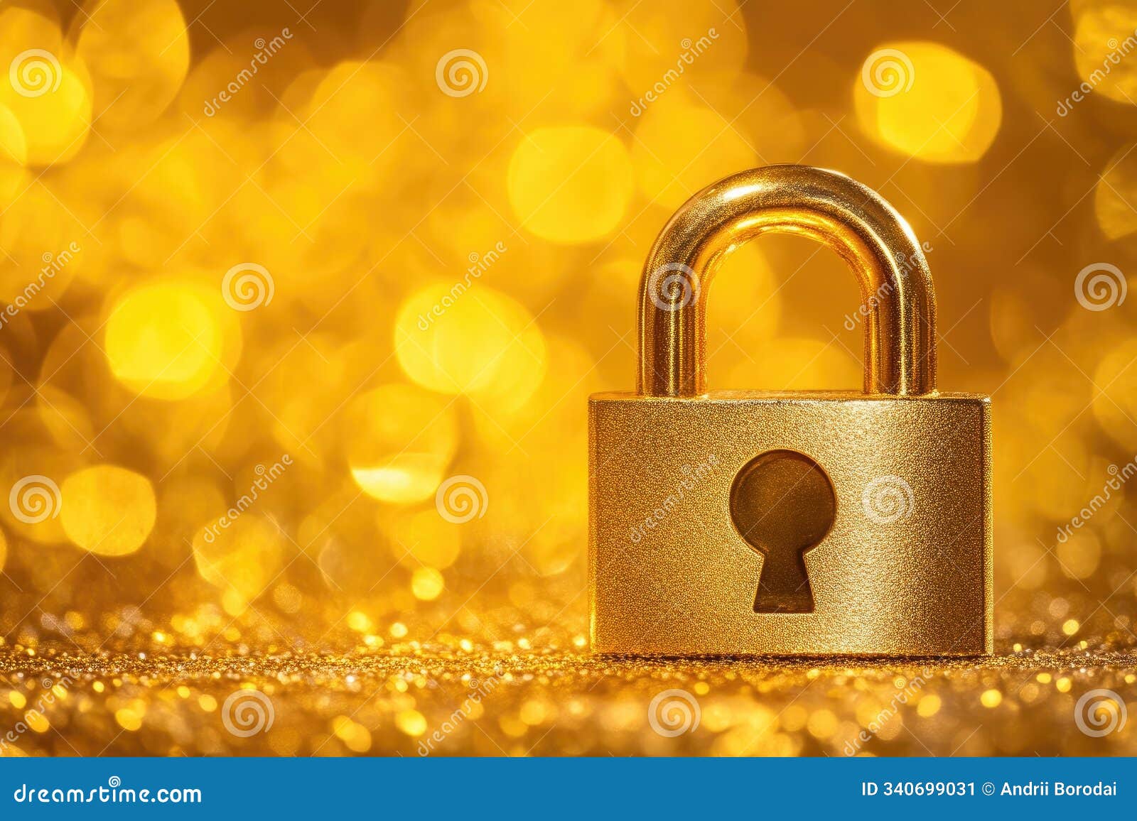 Shiny Golden Padlock with Unique Textures and Patterns. Stock ...