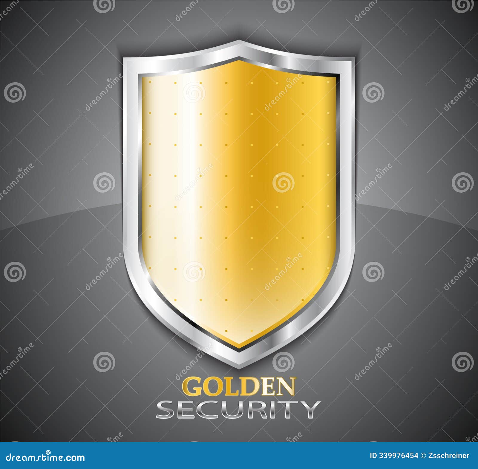 Shiny Golden Shield Security Symbol Stock Vector - Illustration of ...