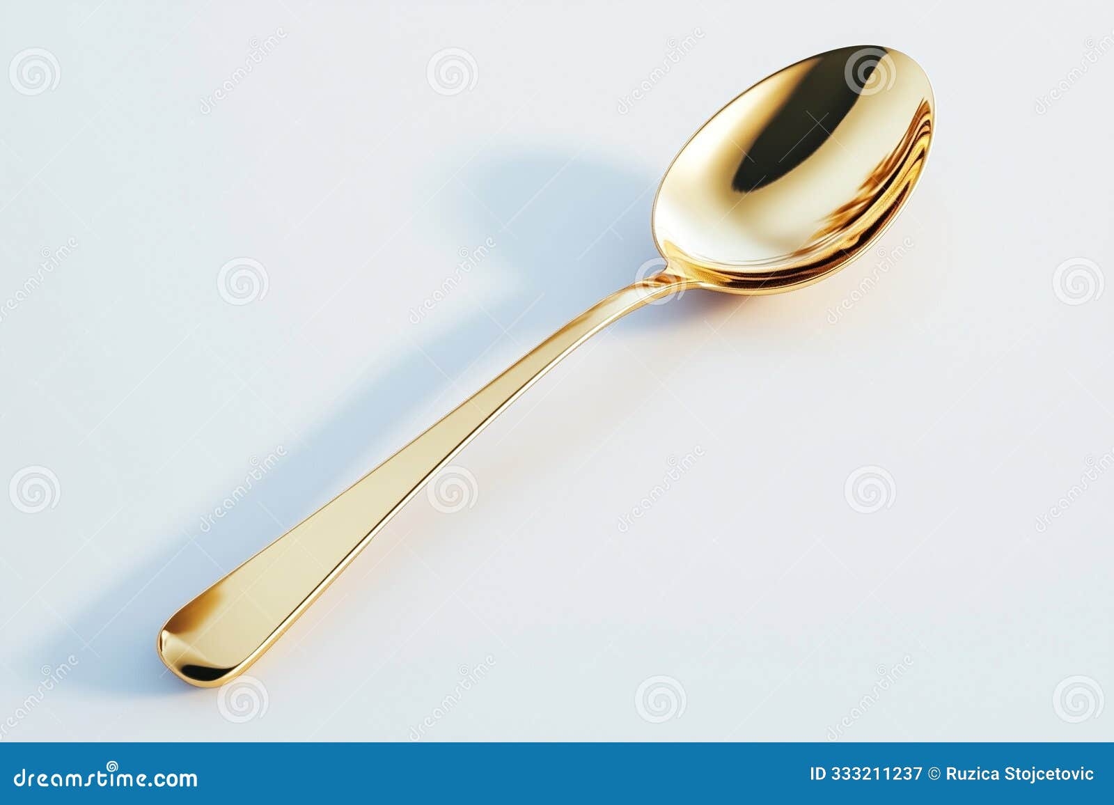 Shiny Golden Spoon on a White Background Ai Photo Stock Illustration ...