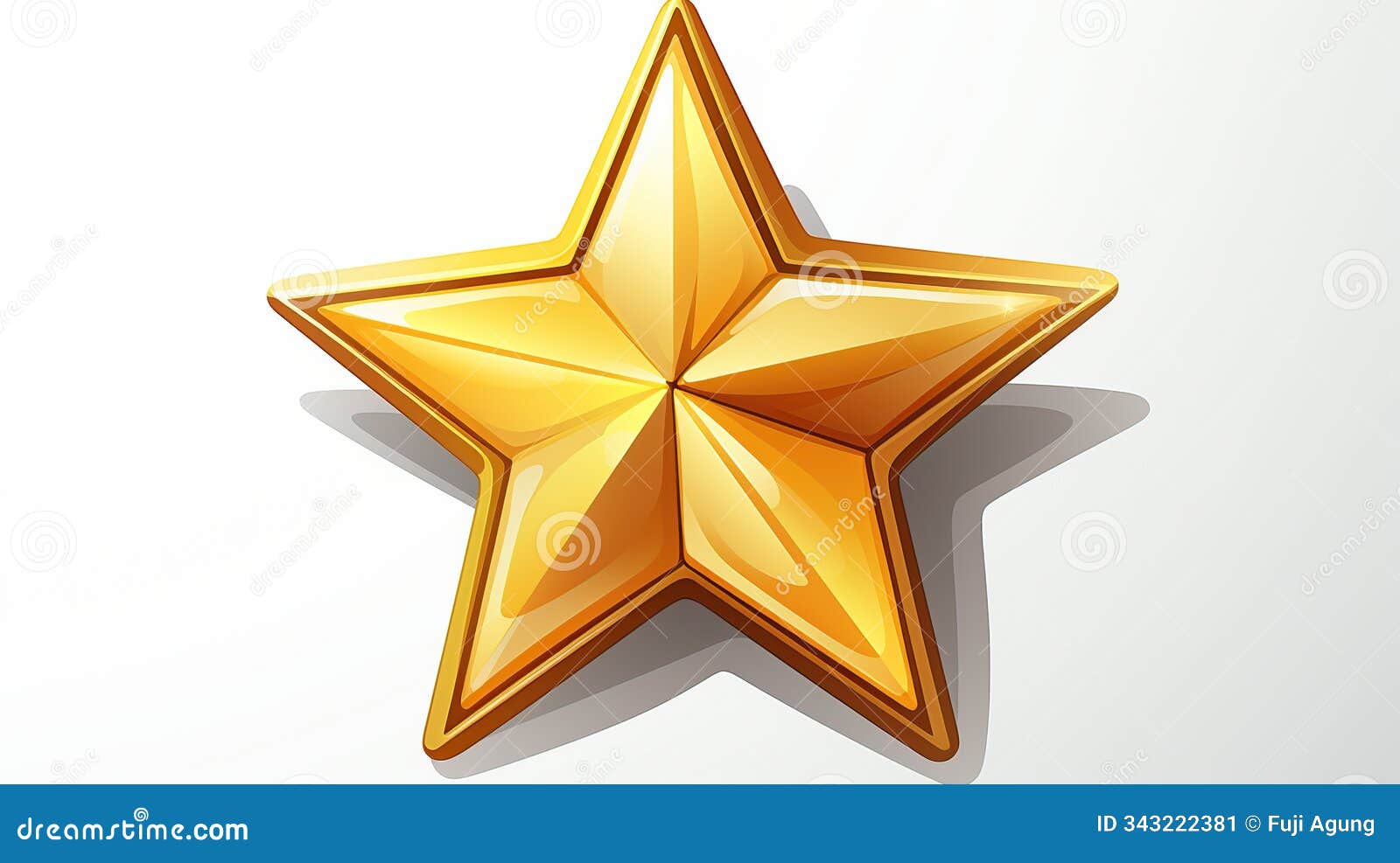A Shiny, Golden Star with a Shadow on a White Background Stock ...