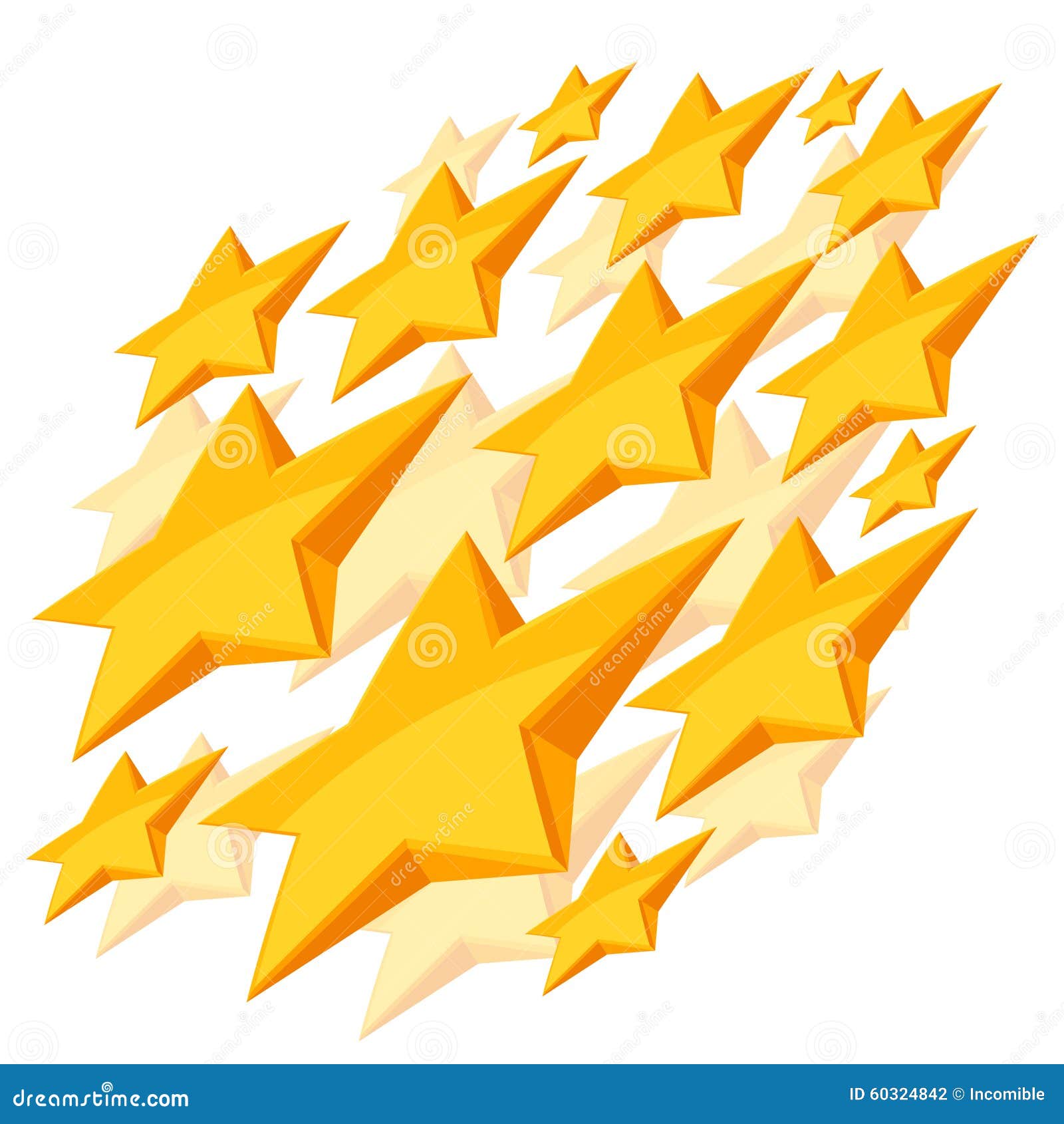 Shiny Golden Stars Falling on White Background Stock Vector ...