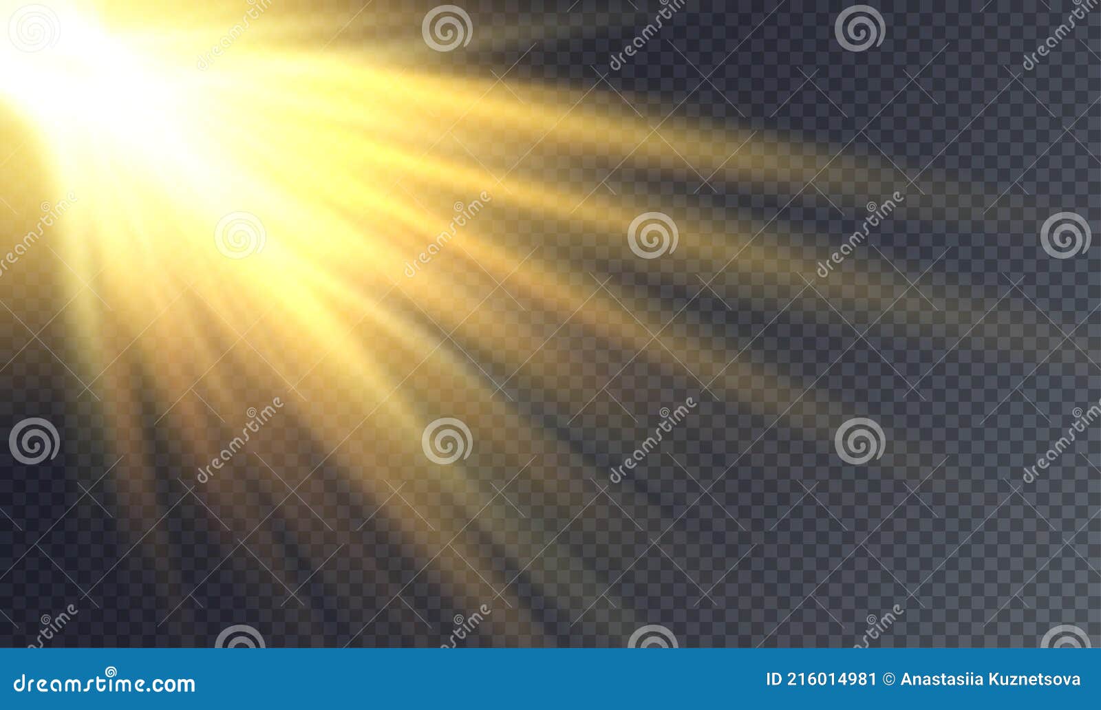 Shiny Golden Vector Long Rays Horizontal Illustration Stock Vector ...
