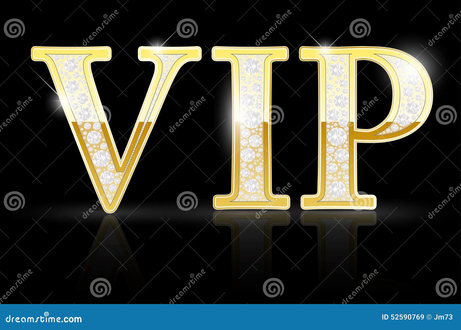 Shiny Golden VIP Sign with Diamonds Stock Vector - Illustration of ...