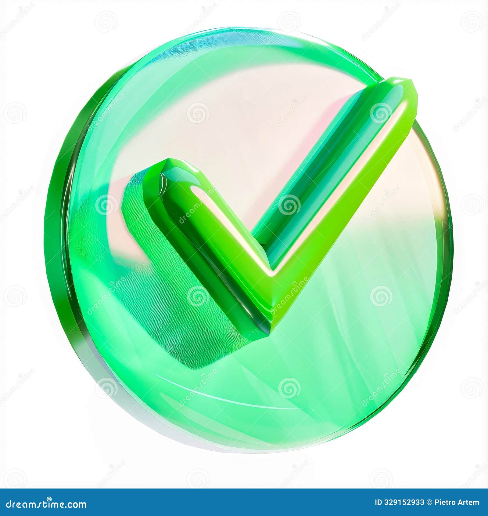 A Shiny Green Checkmark Symbol in a Circular Button Stock Illustration ...