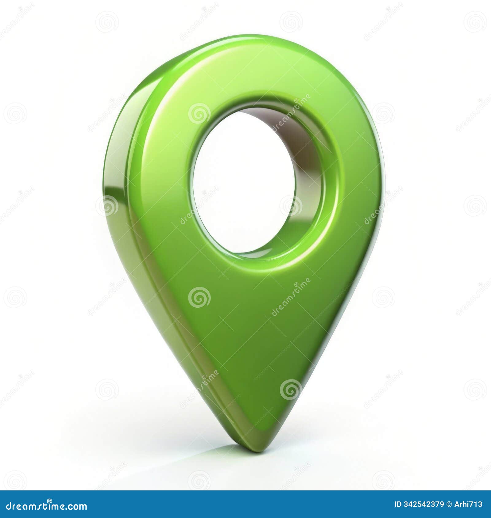 Shiny Green Map Pointer Standing on White Background, Indicating ...