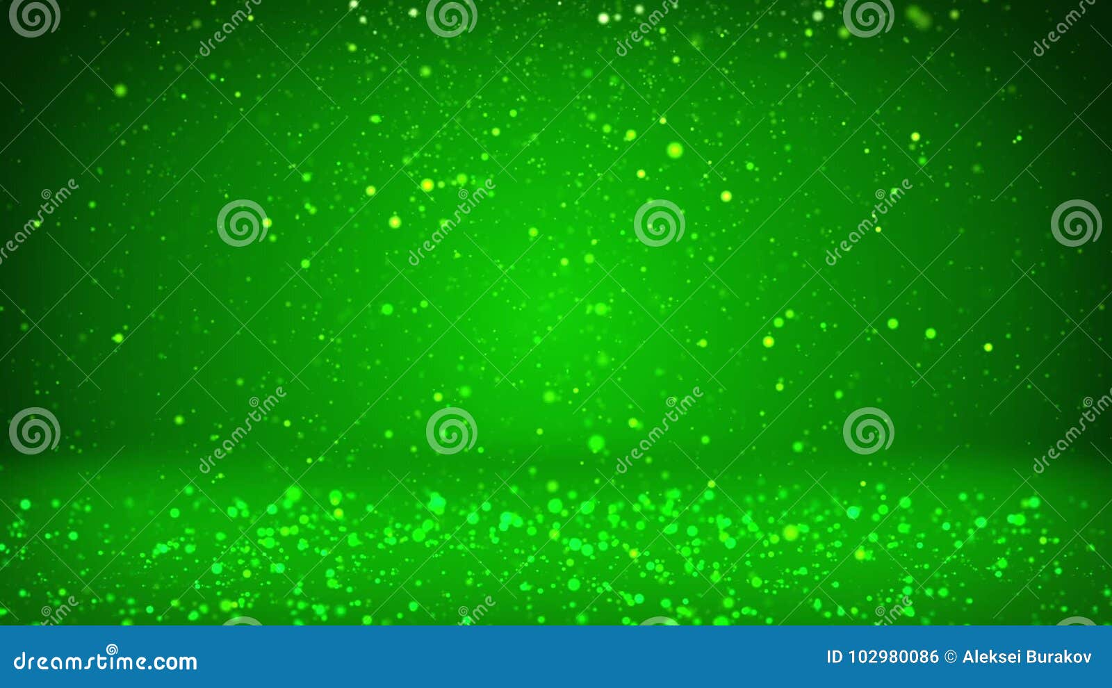 Shiny Green Particles or Glitters Fall and Settle on the Rotating ...