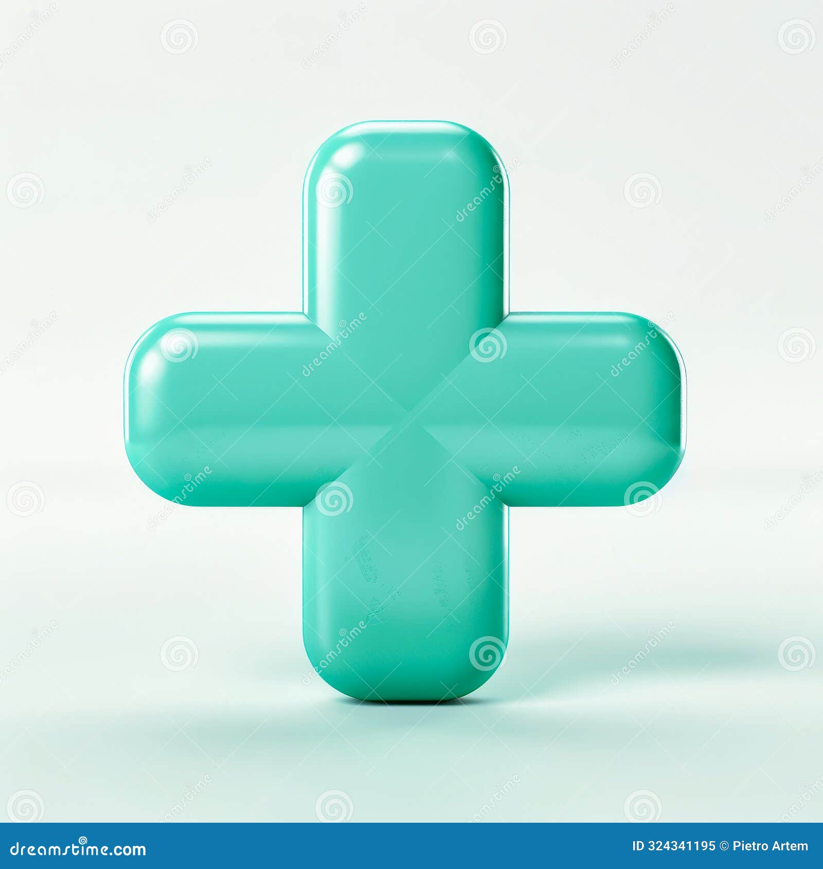 Shiny Green Plus Sign Rendered on White Background Stock Image - Image ...