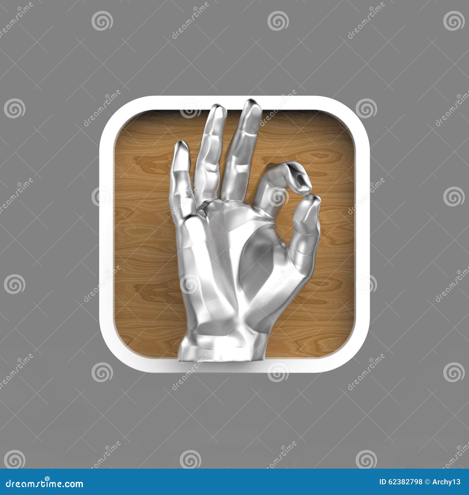 Shiny Hand Showing OK Rounded Square Application Stock Illustration ...