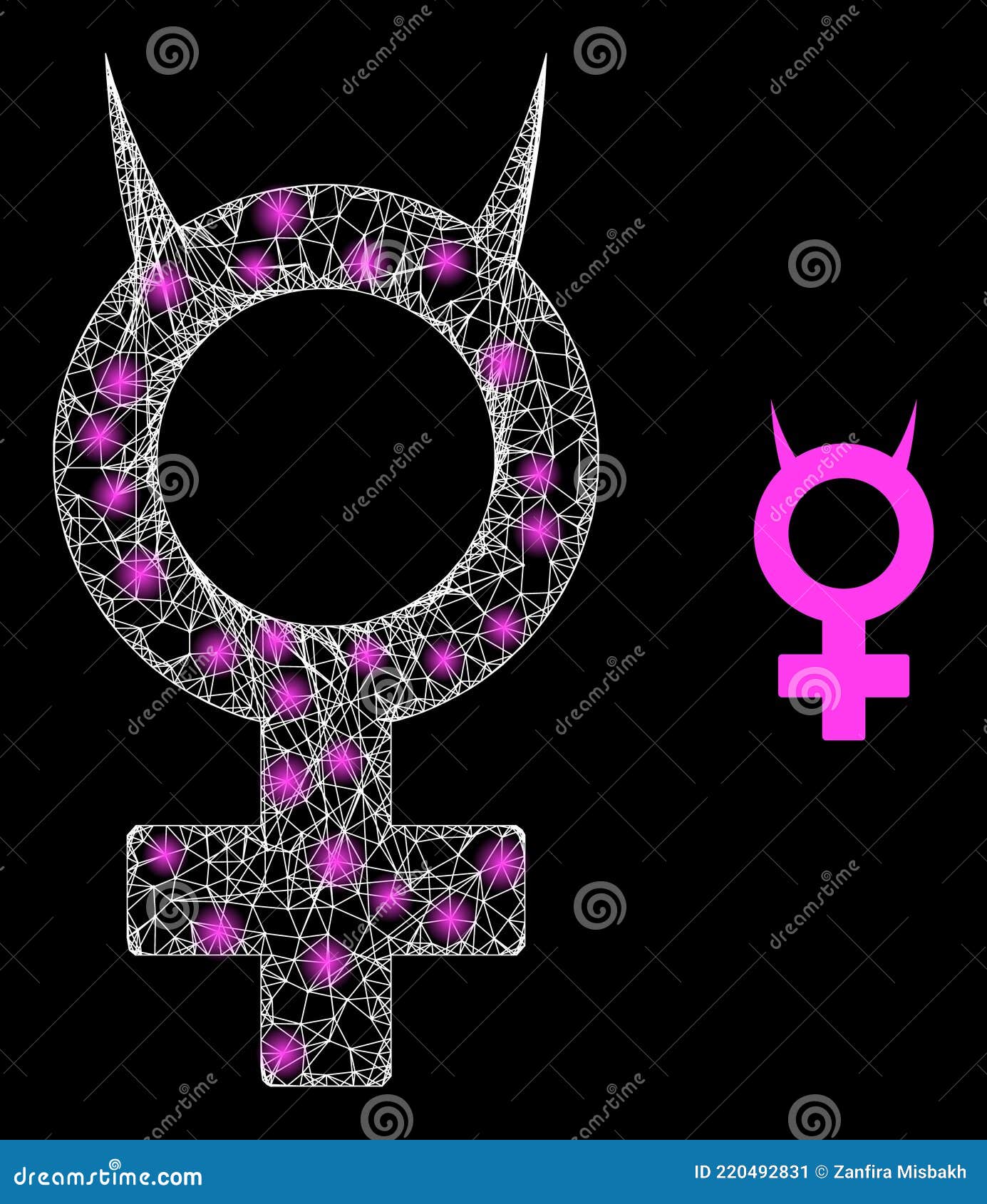 Shiny Hatched Devil Female Symbol with Colored Lightspots Stock Vector ...