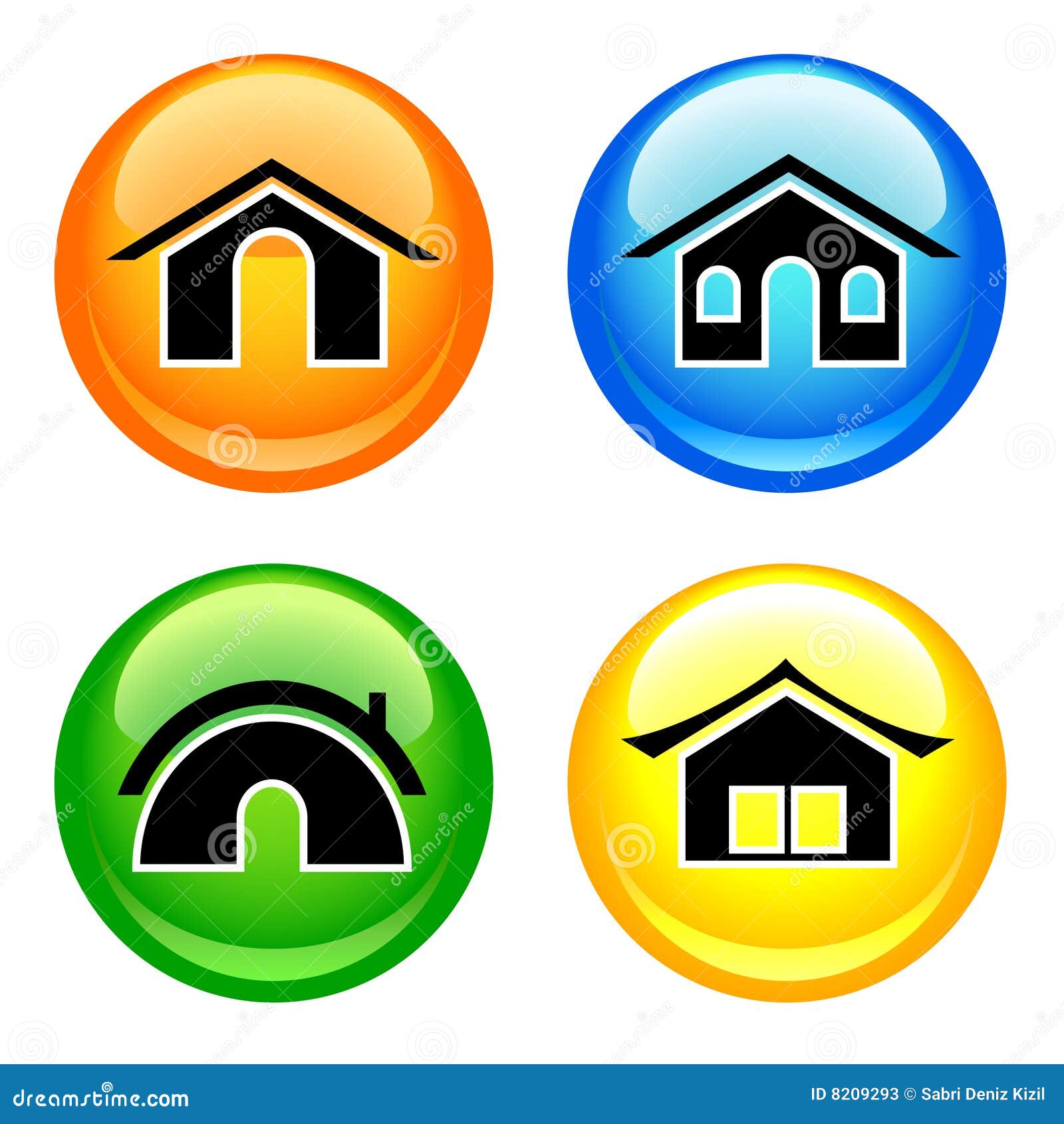 Shiny home icons stock vector. Illustration of green, modern - 8209293