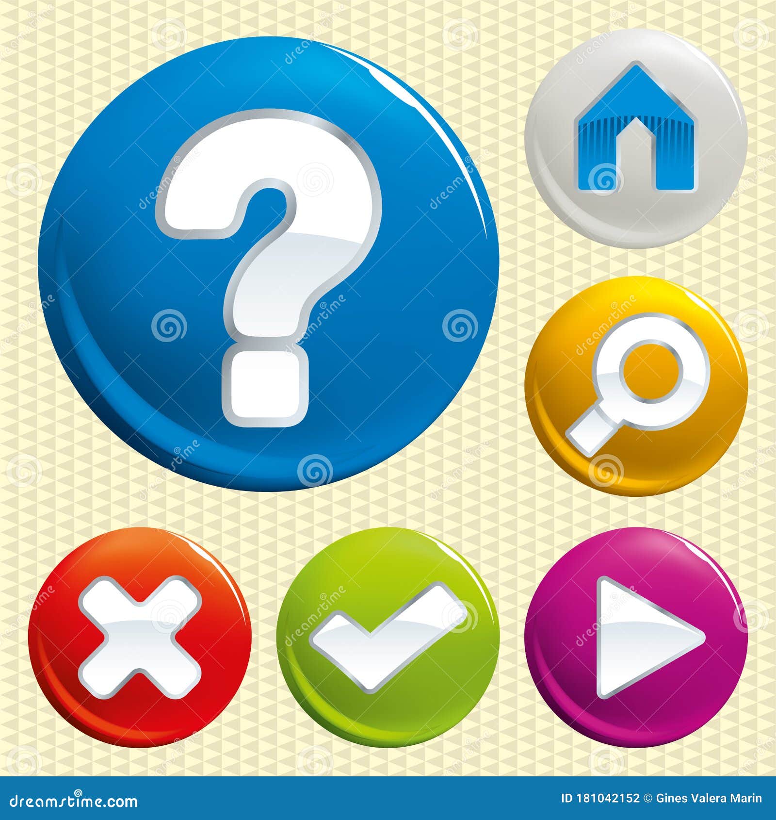 Shiny Icons. Group of Six with Different Symbols Stock Illustration ...