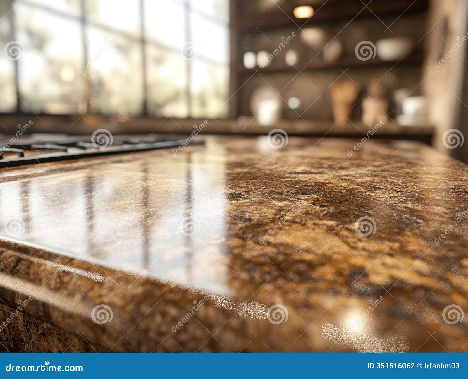Shiny Kitchen Countertop Reflects Light in Modern Kitchen Design. Home ...