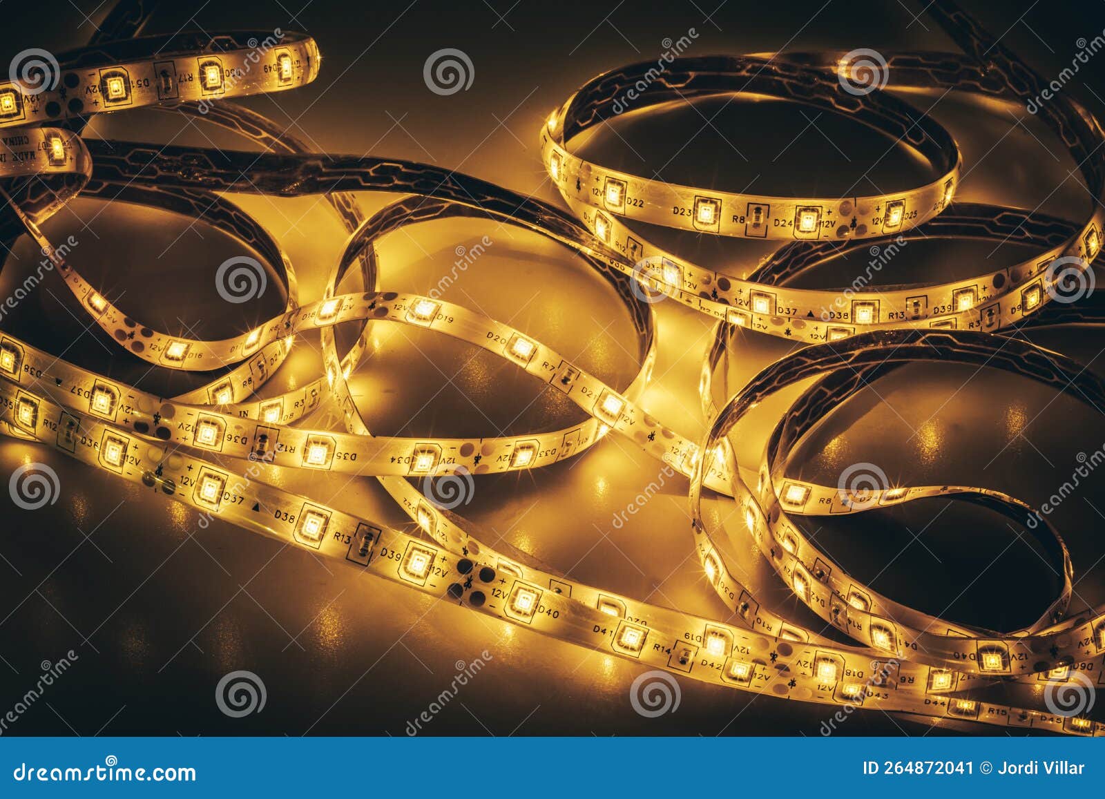 Shiny LED strip in dark stock image. Image of dark, burn - 264872041