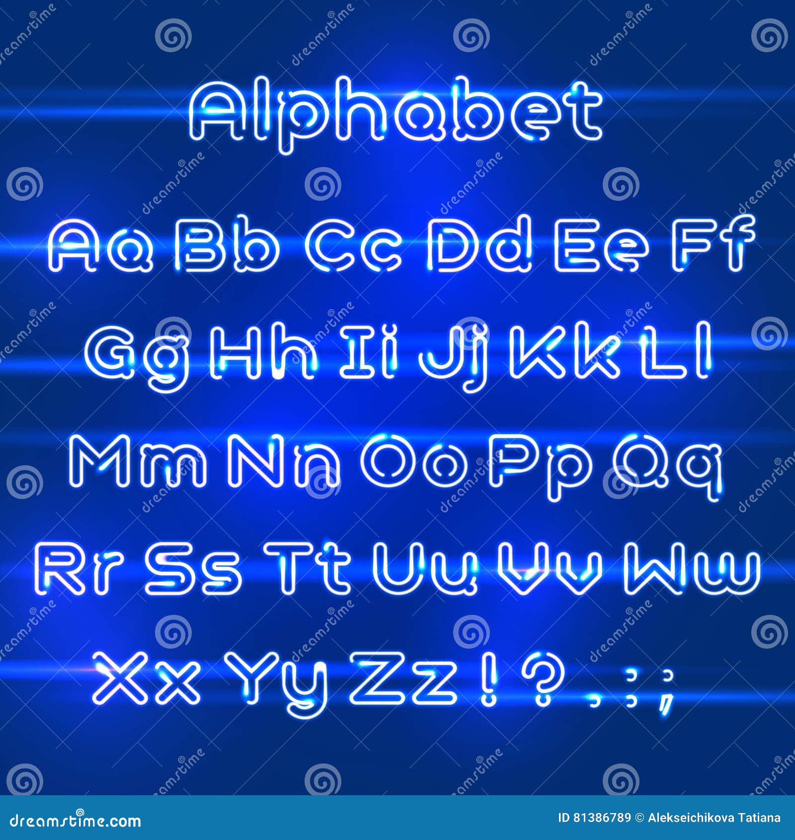 Shiny Letters and Symbols Vector. Realistic Neon Alphabet Stock Vector ...