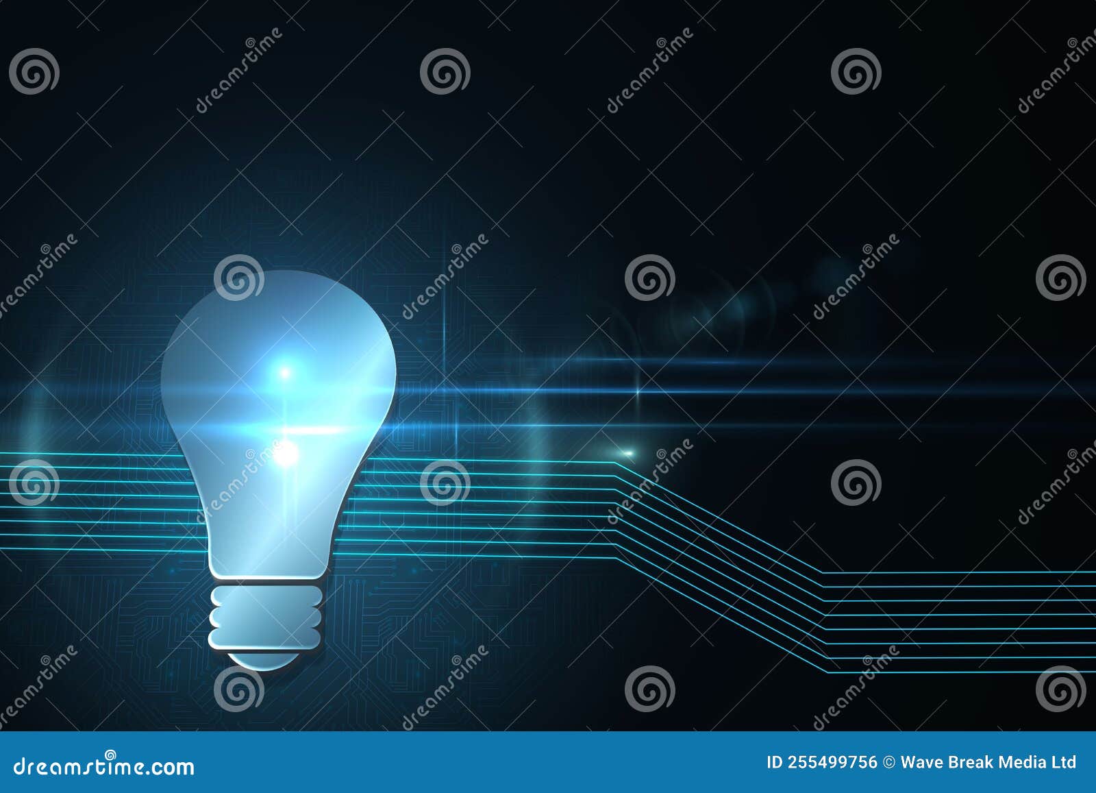 Shiny Light Bulb on Black Background Stock Illustration - Illustration ...
