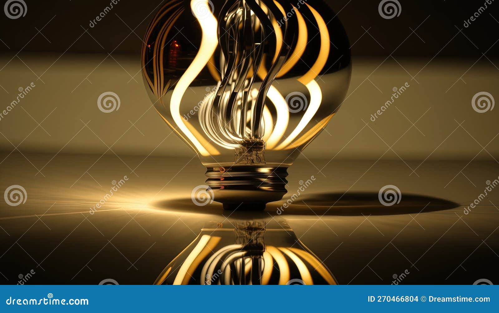 A Shiny Light Bulb with a Reflection on the Floor in the Dark Room with ...