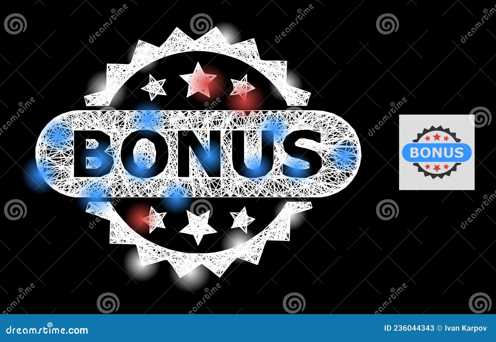 Shiny Linear Mesh Bonus Tag Icon with Light Spots and White Mesh Stock ...