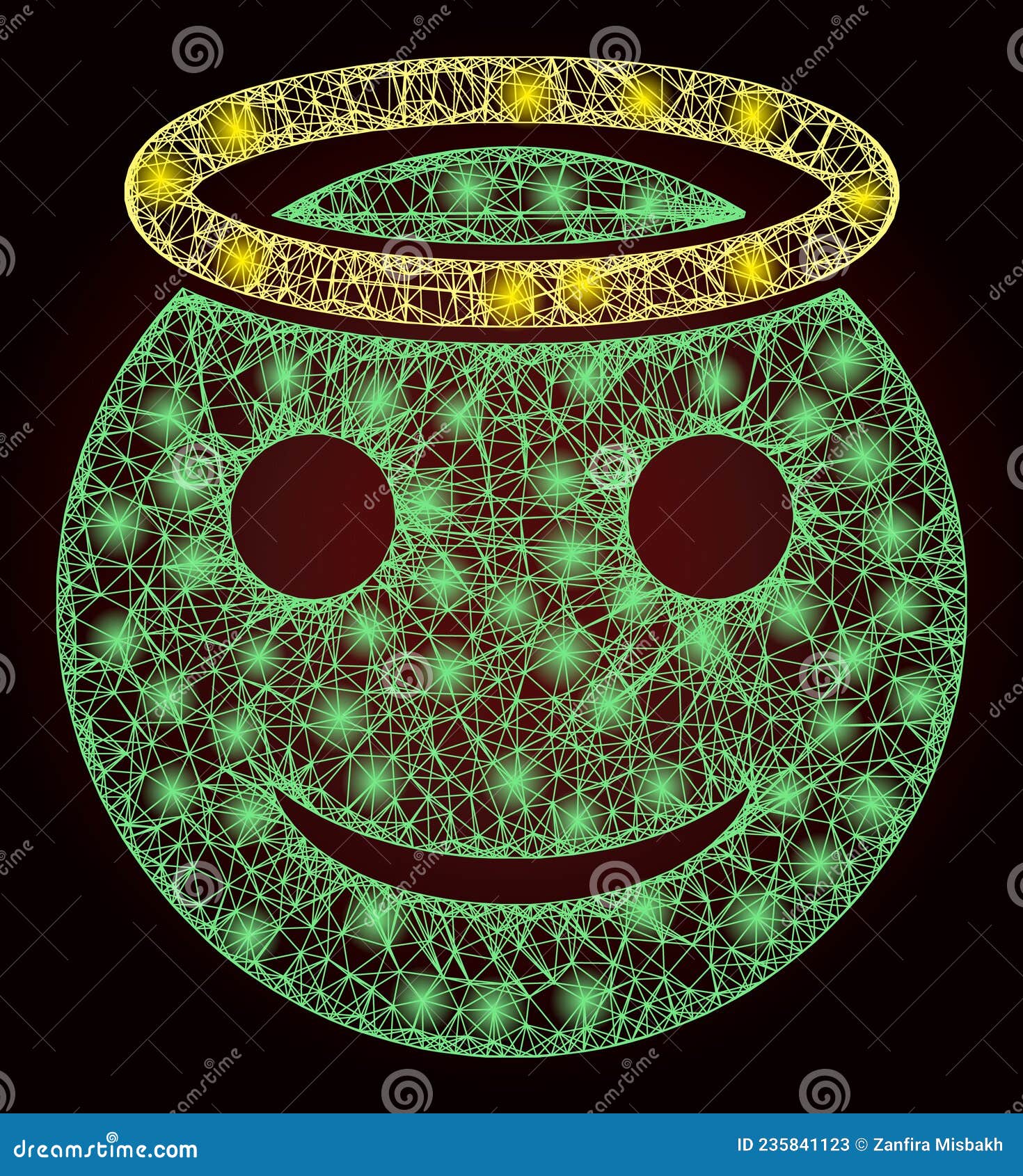 Shiny Linear Mesh Holy Smiley with Light Spots Stock Vector ...