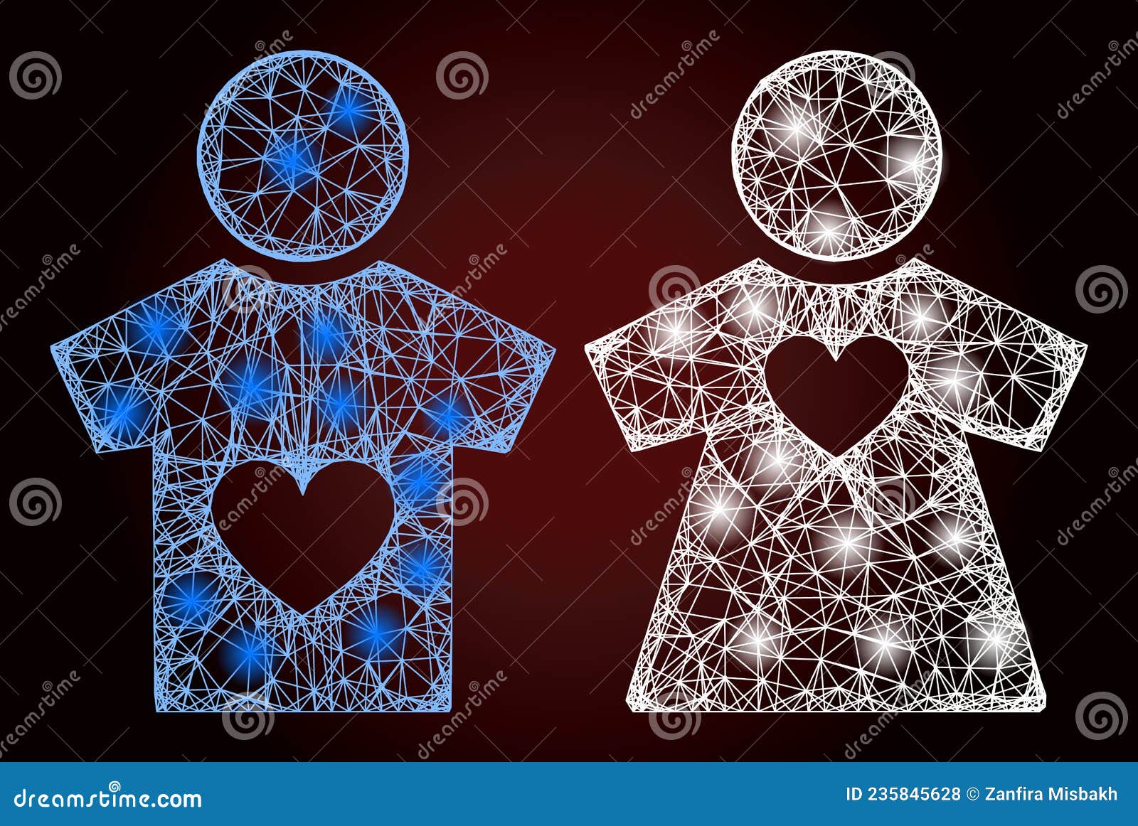 Shiny Linear Mesh Lovers Pair with Light Spots Stock Vector ...