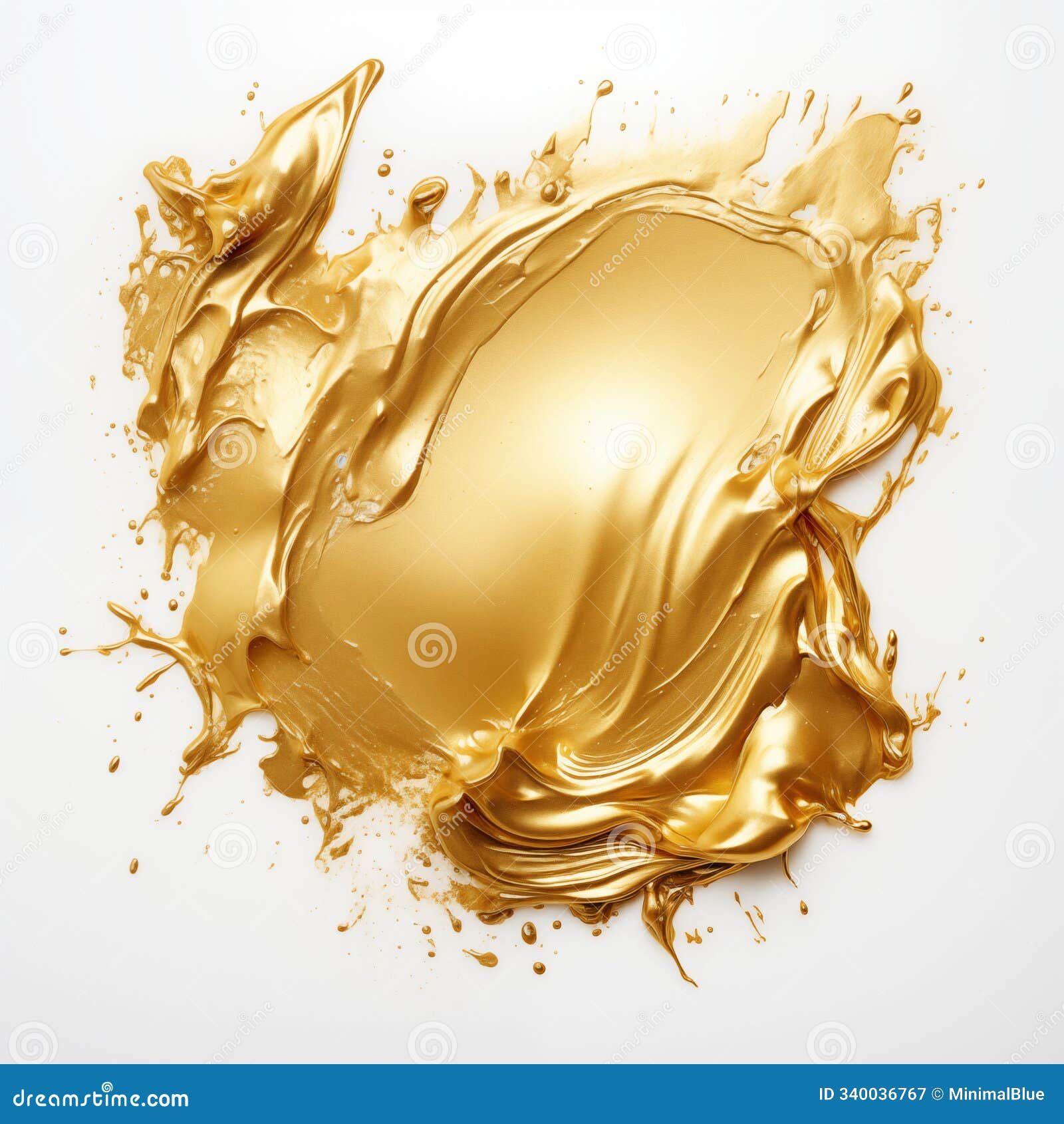 Shiny Liquid Gold Splash on a White Background with Metallic Texture ...