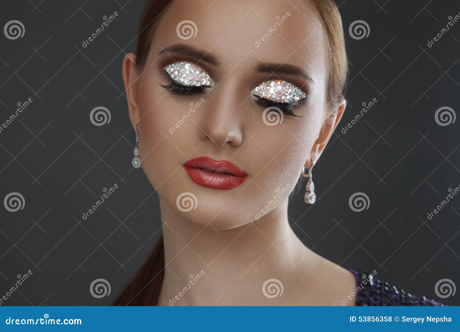 Shiny make-up stock photo. Image of femininity, eyebrow - 53856358