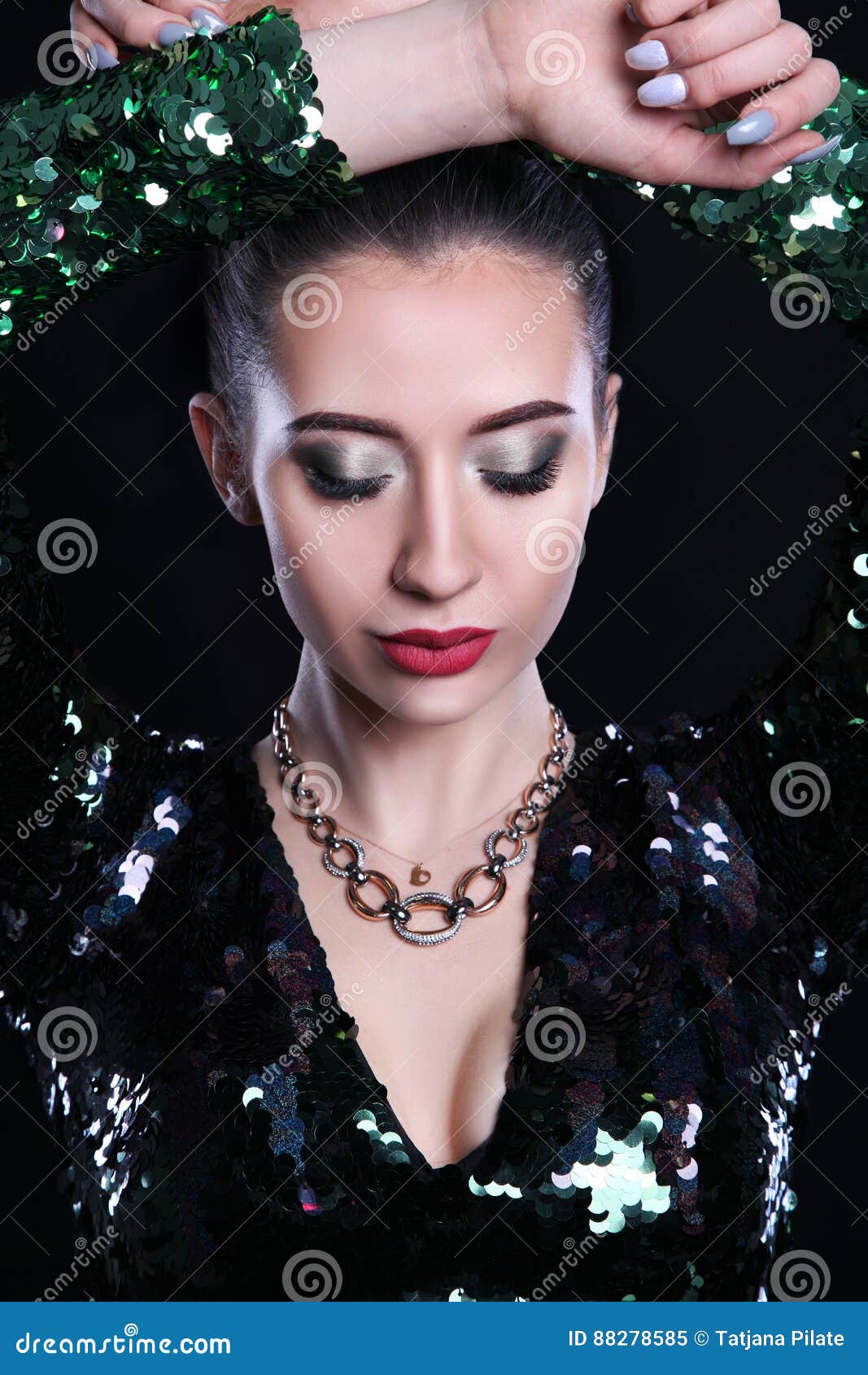 Shiny makeup stock image. Image of dress, adult, green - 88278585