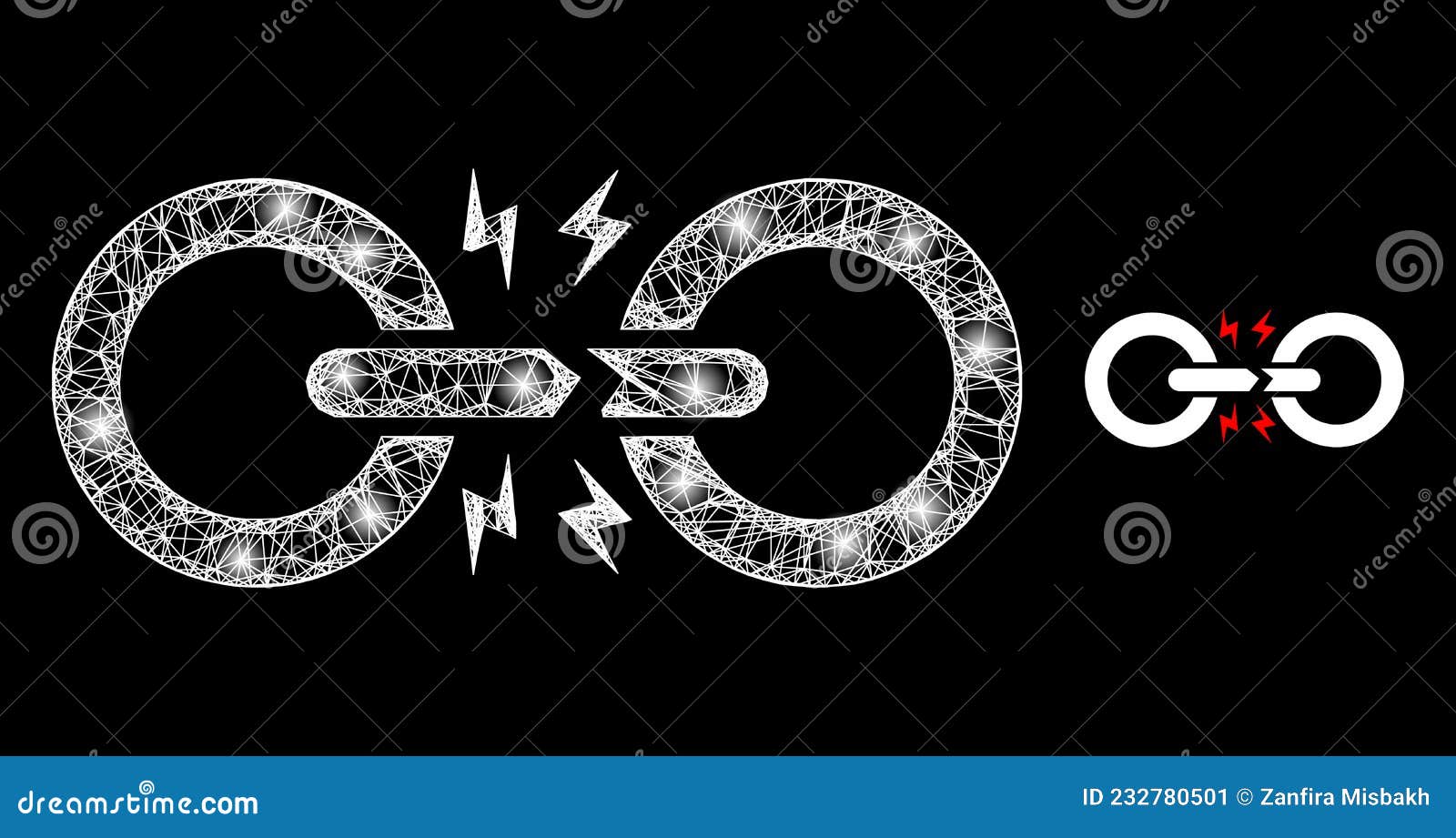 Shiny Mesh Broken Chain Link with Colorful Light Spots Stock Vector ...