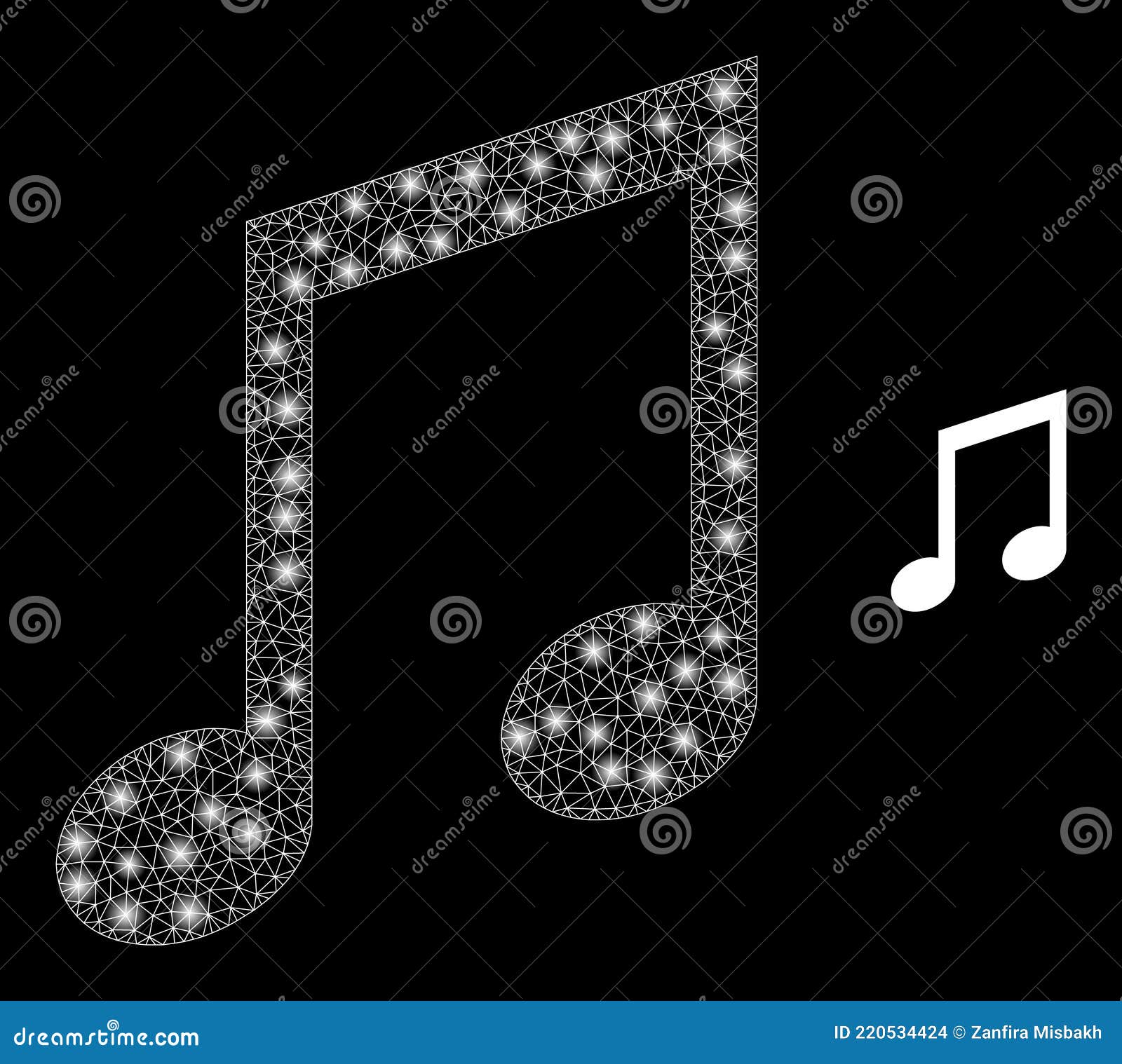Shiny Mesh Music Notes with Light Spots Stock Vector - Illustration of ...