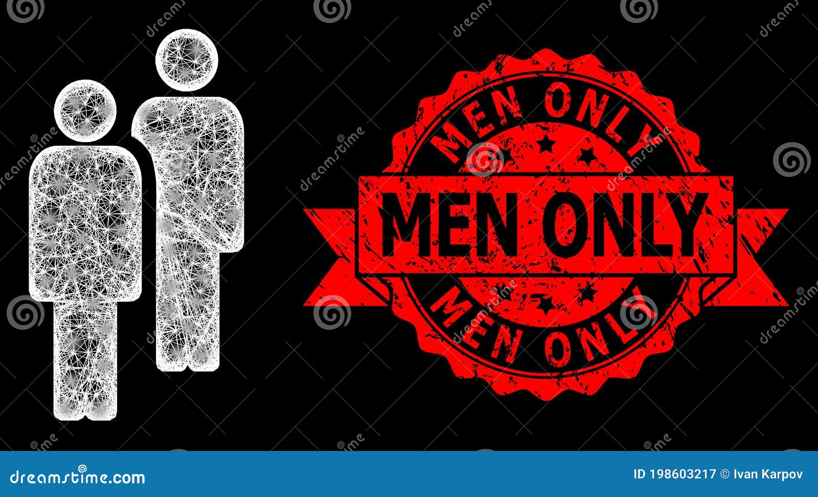 Scratched Men only Seal and Bright Web Mesh Men with Glare Spots Stock ...