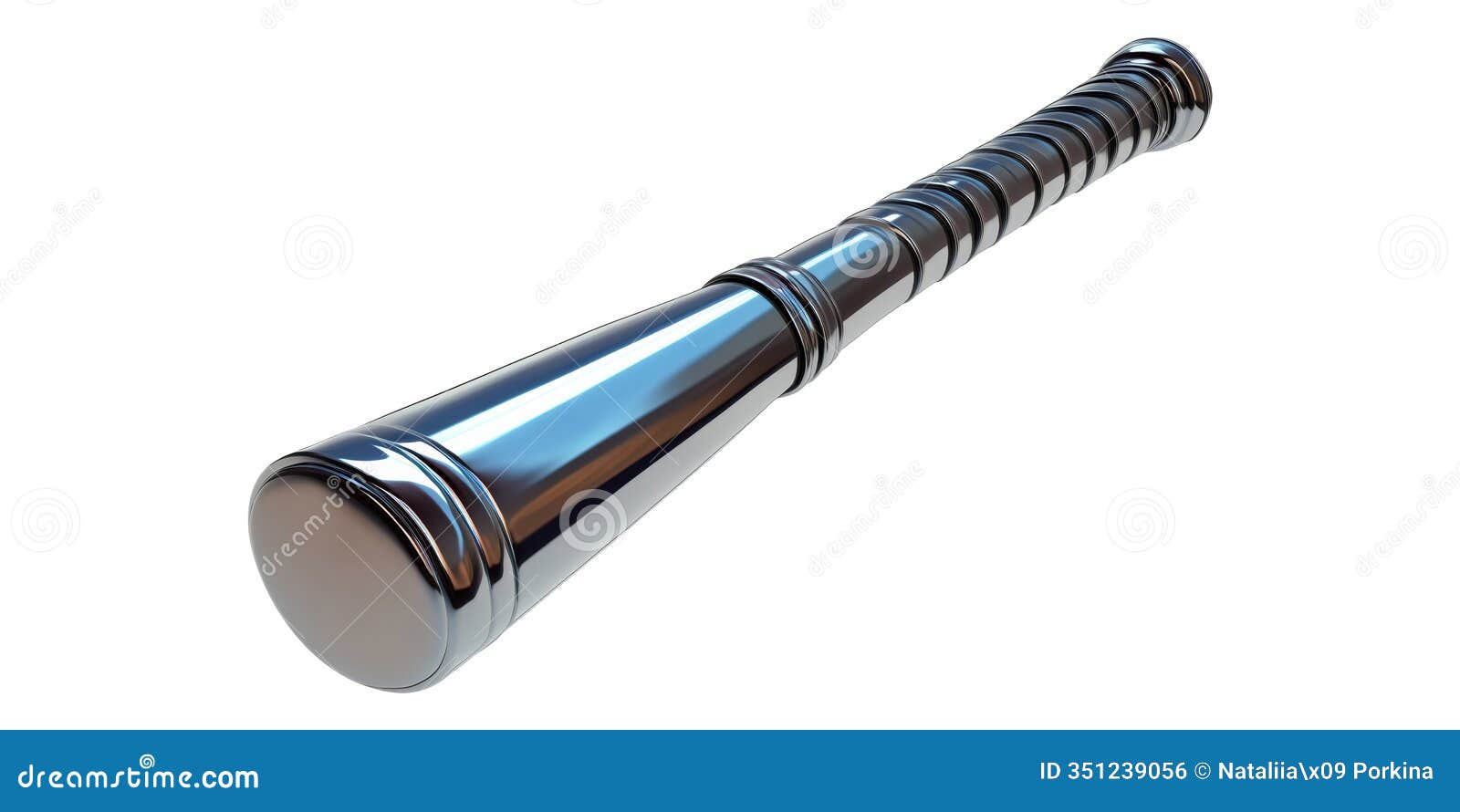 Shiny Metal Baton with Ribbed Handle Isolated on Transparent Background ...