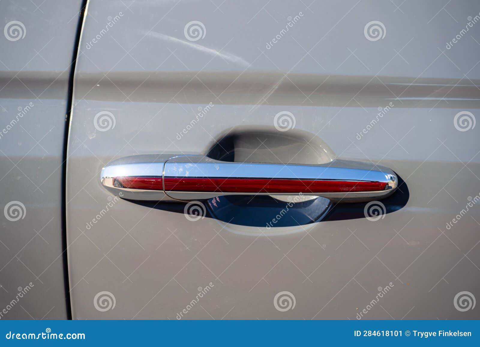 Shiny Metal Door Handle of a Grey Car.. Stock Image - Image of chain ...