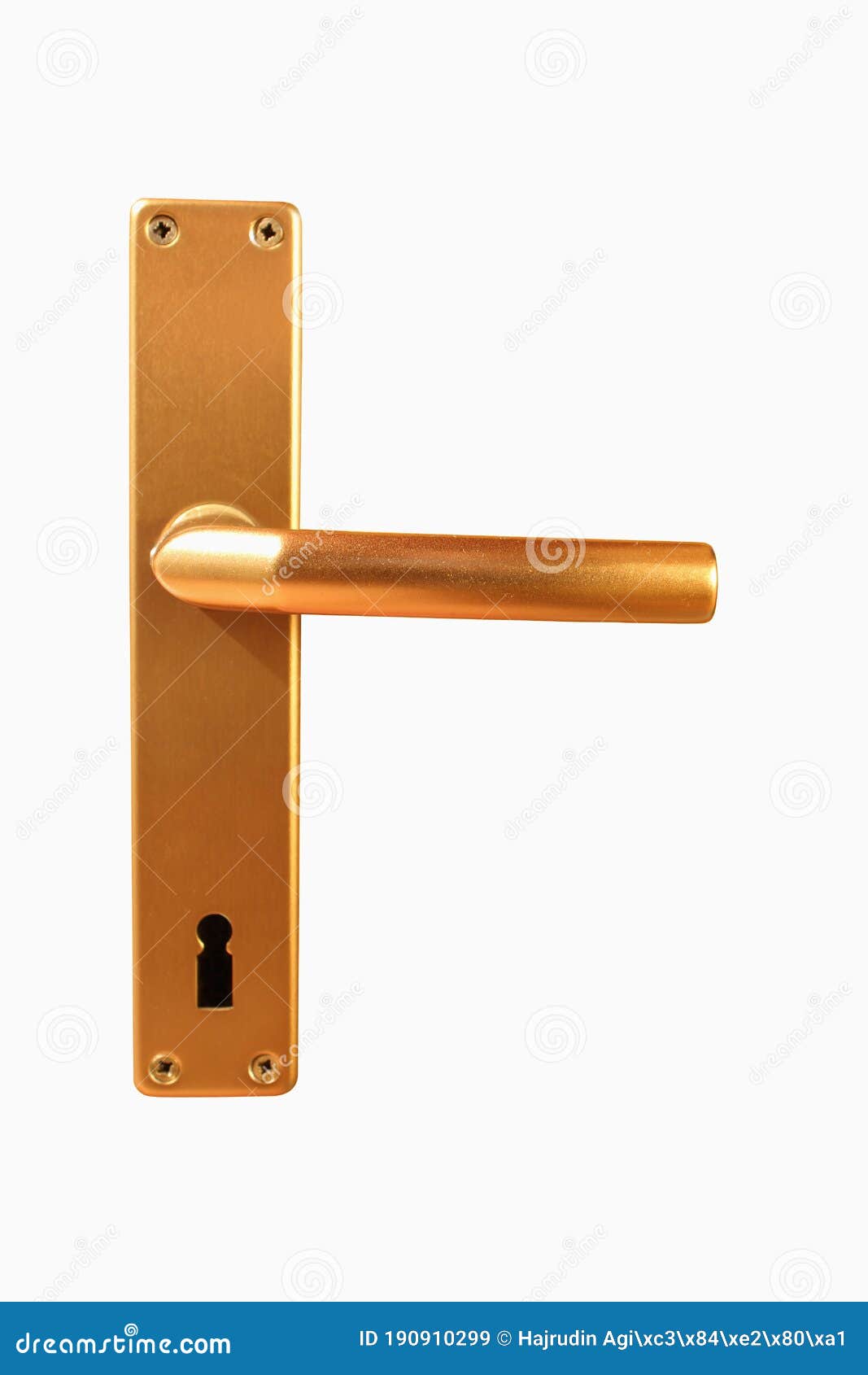 Shiny Metal Door Handle Isolated on White Stock Image - Image of ...