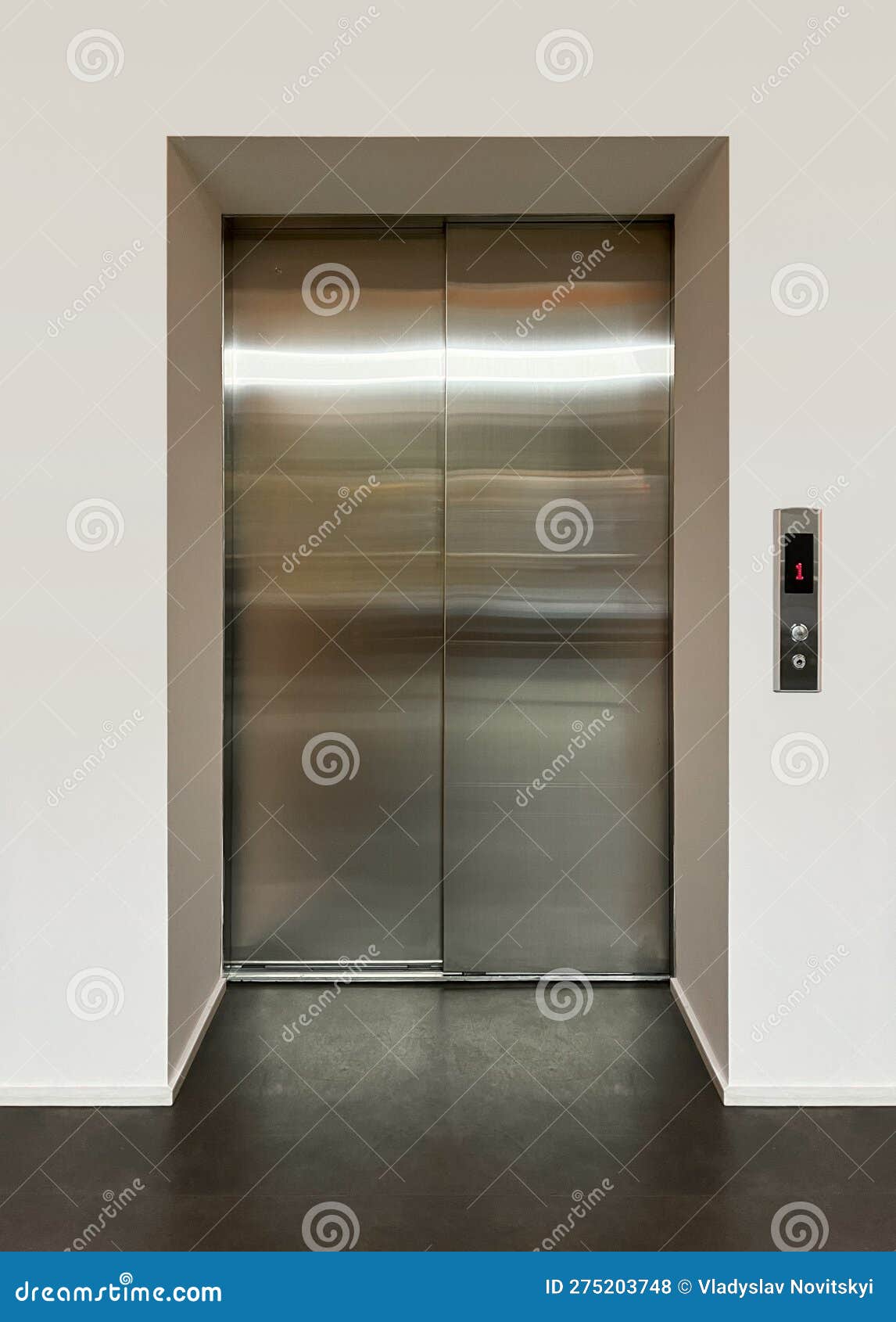 Shiny Metal Doors of a Modern Passenger Elevator Stock Photo - Image of ...