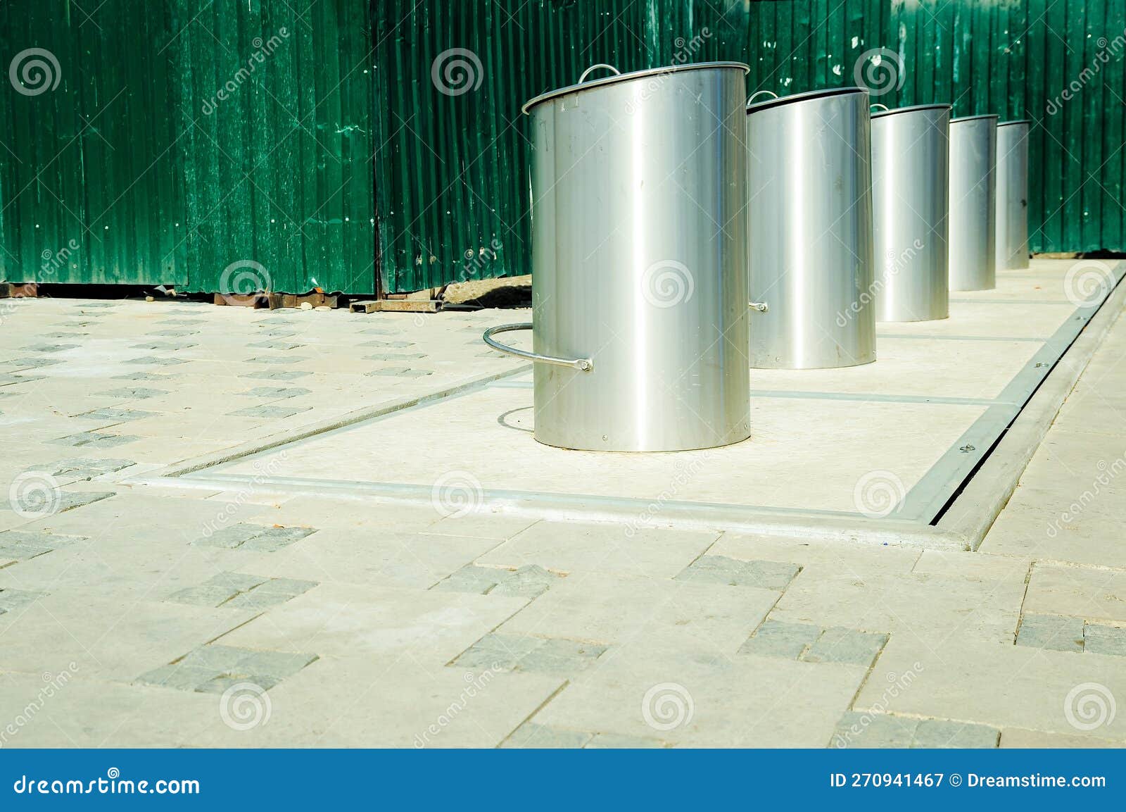 Metal Garbage Bins in the Street Stock Image - Image of minimalism ...