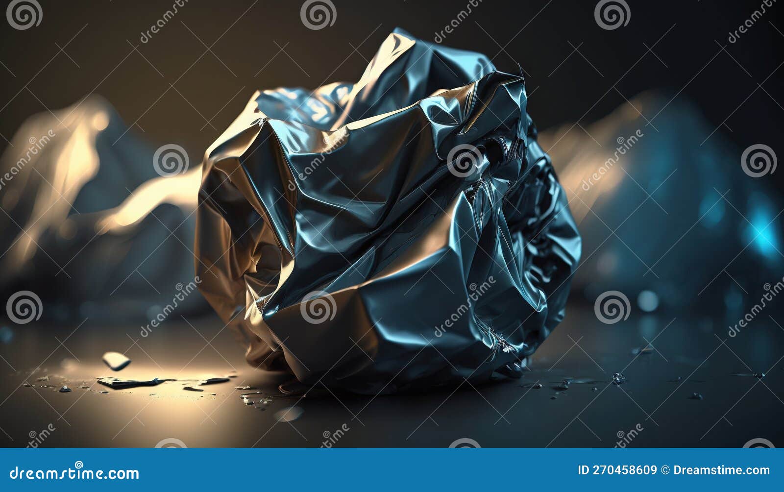 A Shiny Metal Object is on the Ground with a Black Background. Stock ...