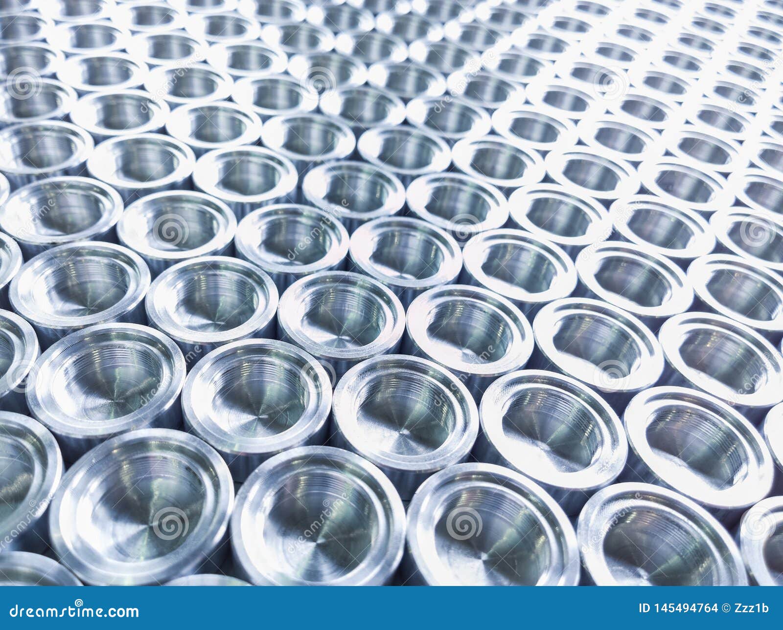 Shiny Metal Parts after Cnc Turning, on Flat Surface Selective Focus ...