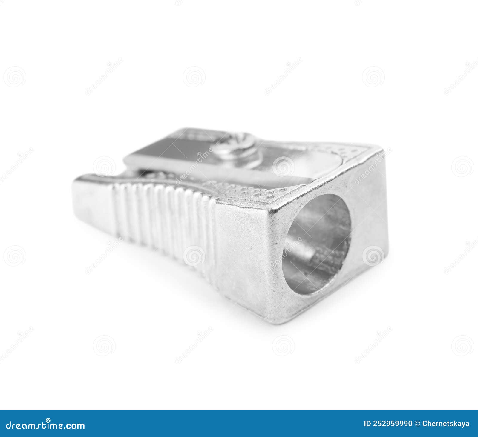 Shiny Metal Pencil Sharpener Isolated on White Stock Photo - Image of ...