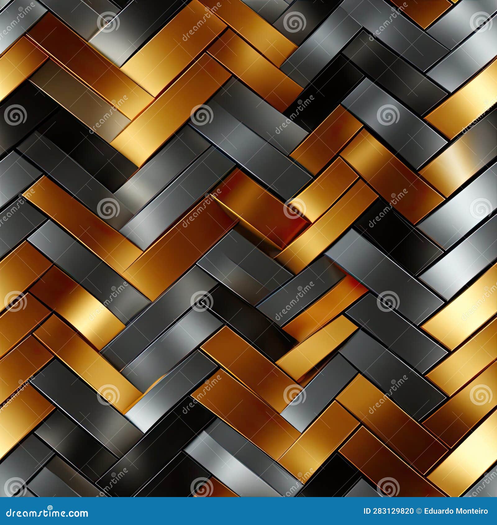 Shiny Metal Stripes and Bars in Gray and Gold Seamless Pattern (tiled ...